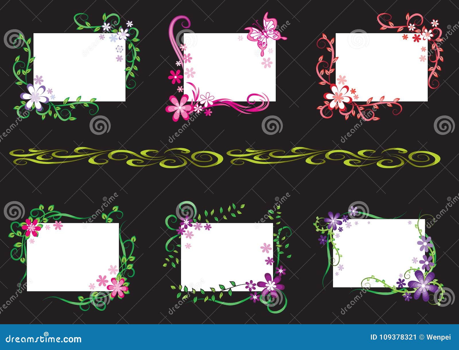 Flower Border Vector Drawing Design Editorial Photo - Illustration of ...