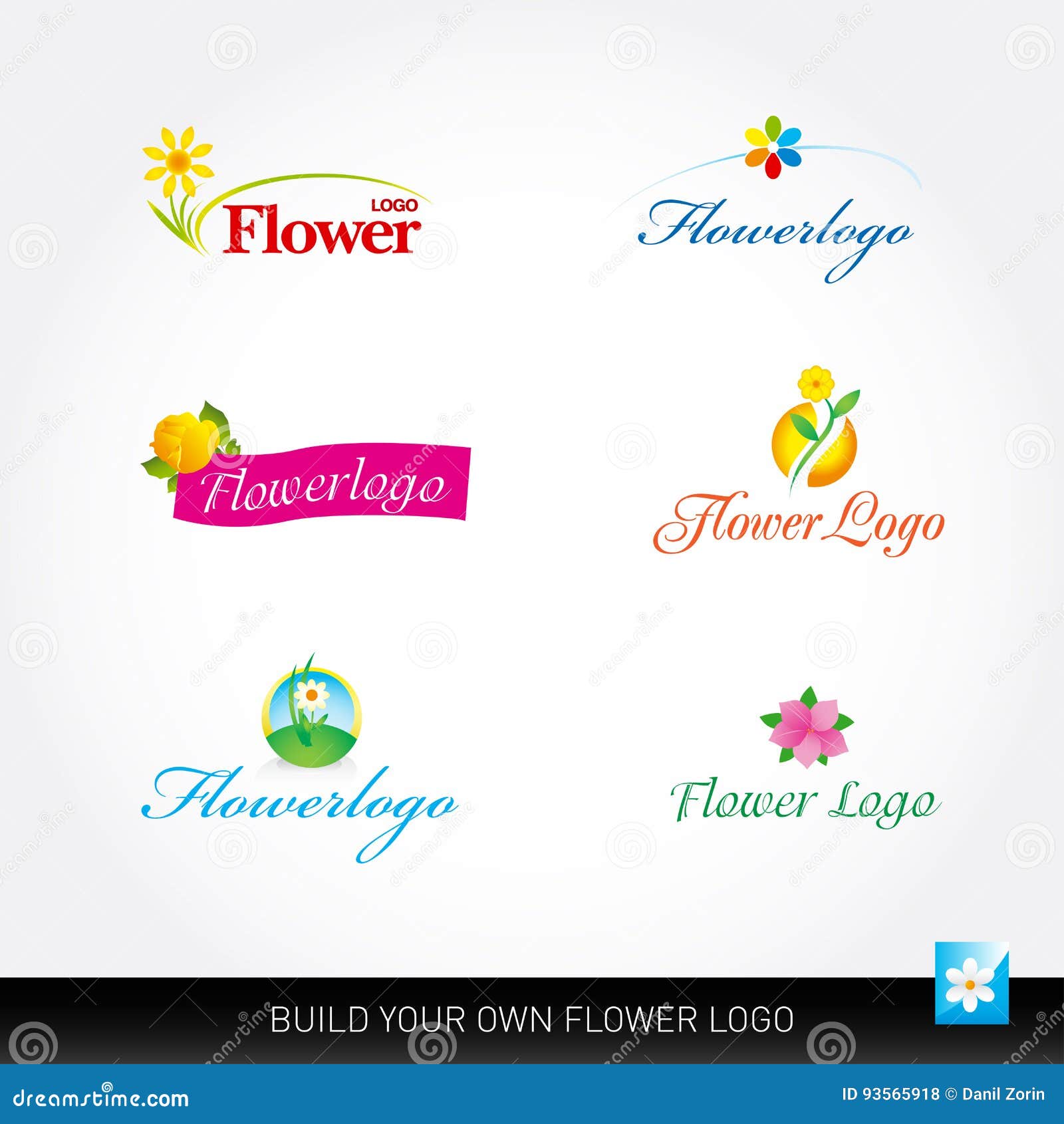Flower Vector Logotypes Vector Set. Flowers Logo Templates. Floral ...