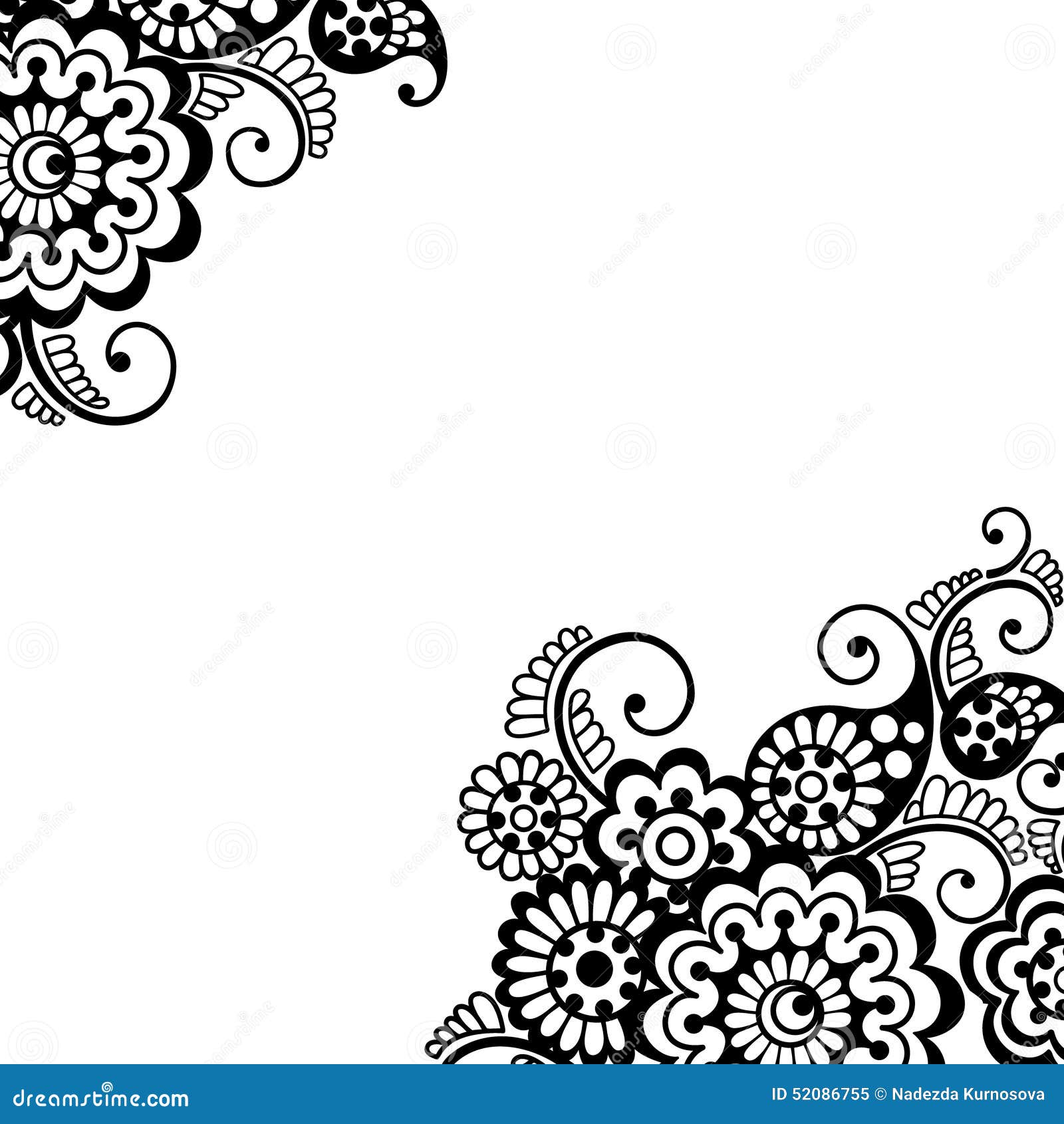 Flower Vector Ornament Corner Stock Vector - Illustration of ...