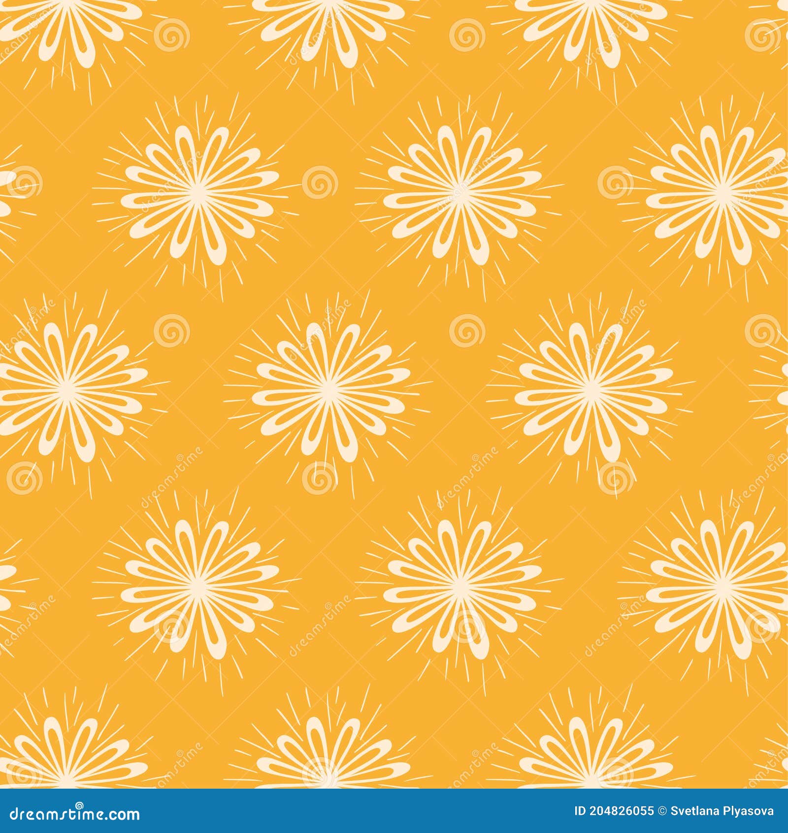 Flower Vector Seamless Pattern. Doodle Background Yellow Stock Vector ...