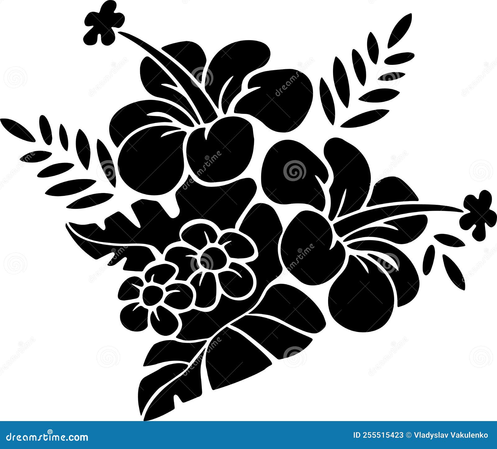 Flower Vector Stencil, Black and White Stock Vector - Illustration of ...