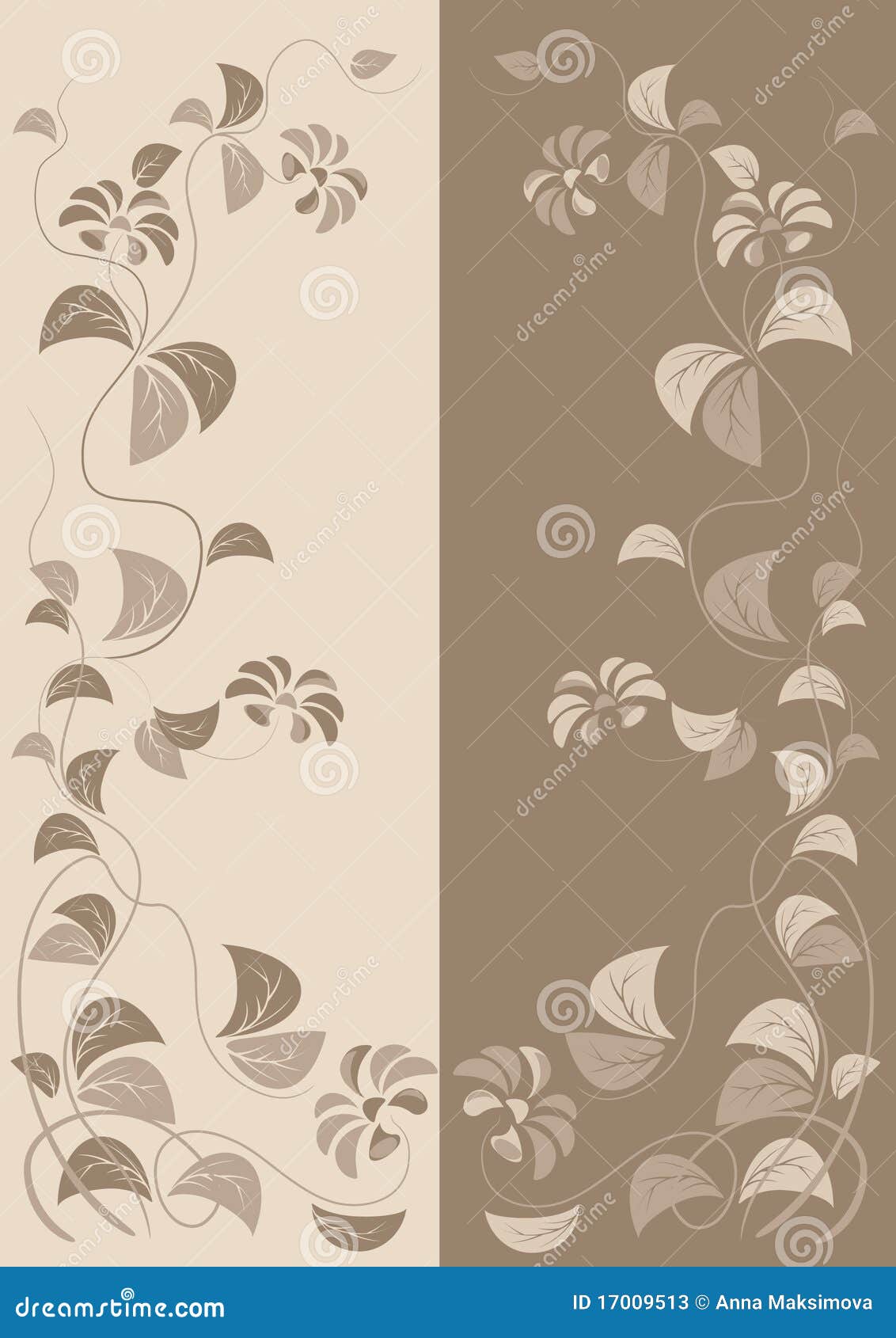 Flower Vine on a Dark and Light Background Stock Vector - Illustration ...