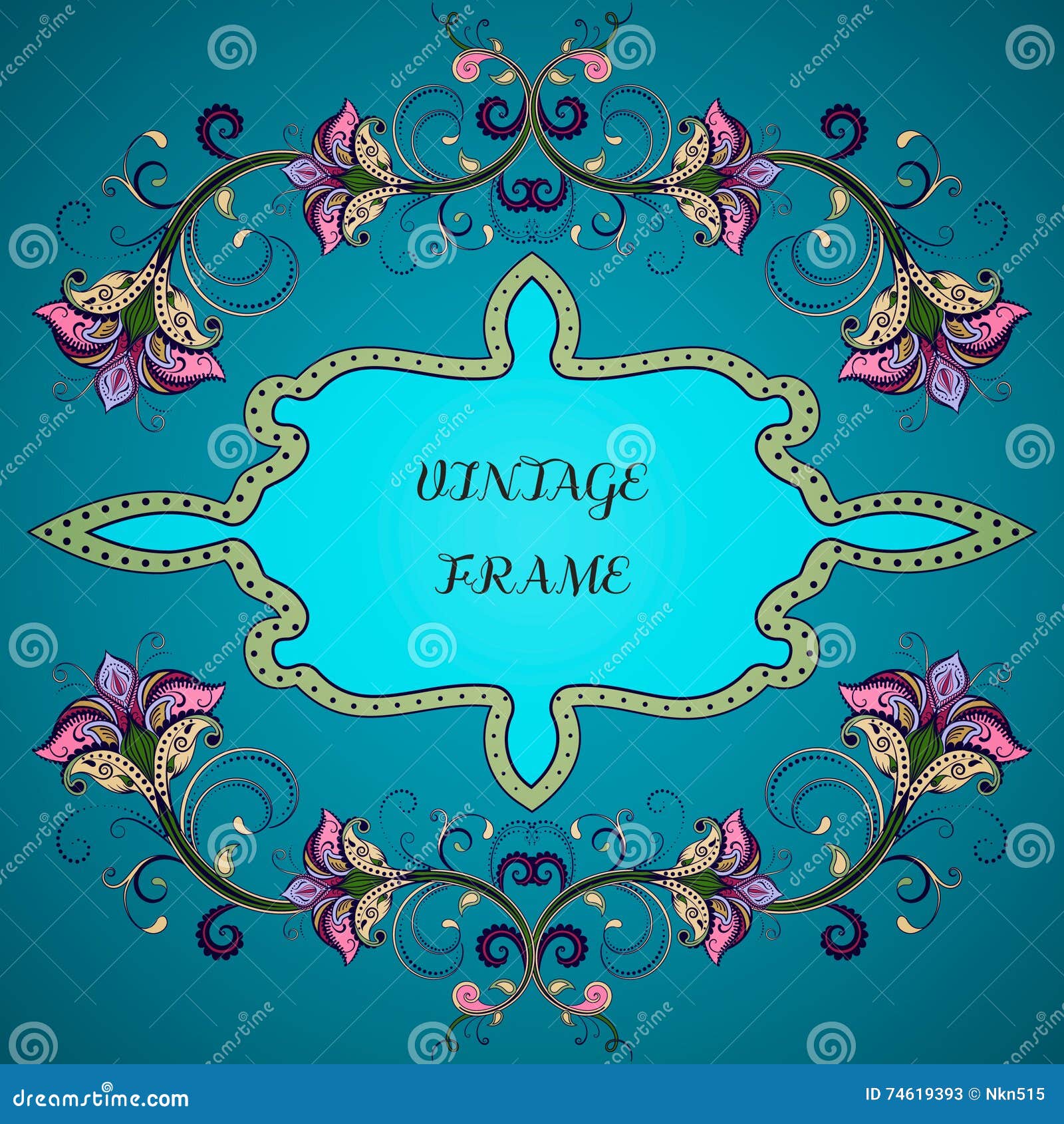 Flower vintage frame stock illustration. Illustration of identity ...