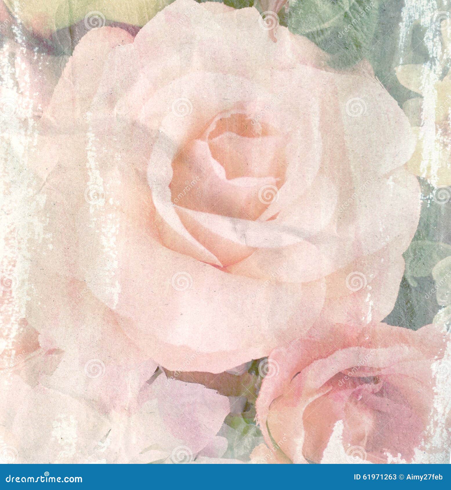 Flower Vintage, Rose with Paper Texture Background Stock Image - Image ...