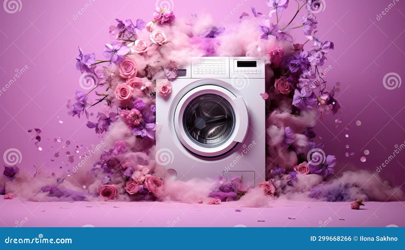 Flower on a Washing Machine on a Pink Background Stock Illustration ...