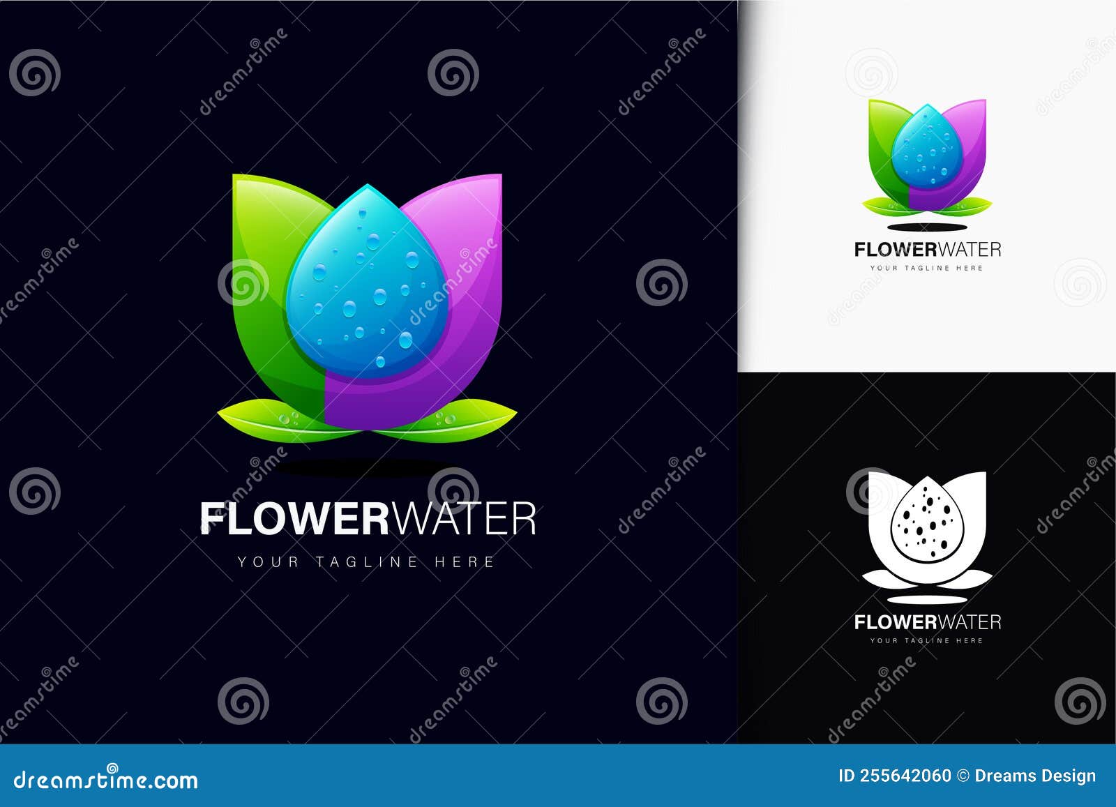 Flower Water Logo Design with Gradient Stock Vector - Illustration of ...