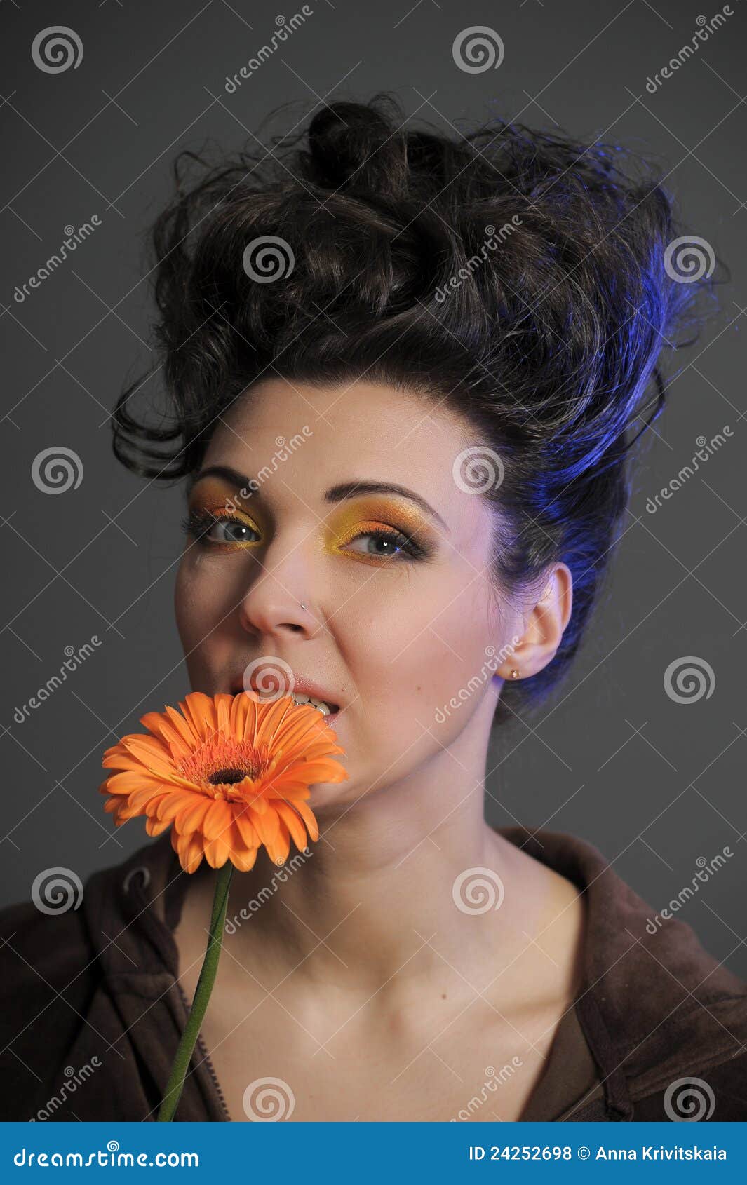 Flower Woman stock photo. Image of flower, eyes, attractive - 24252698
