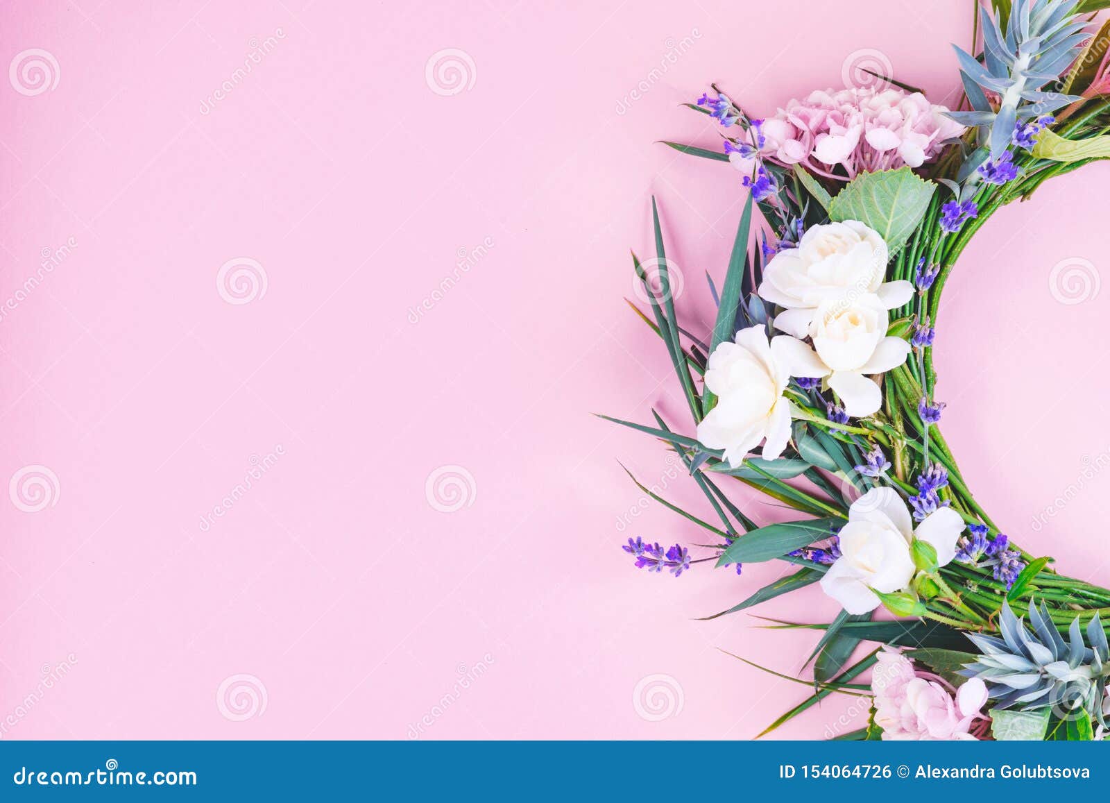 Flower Wreath on Background. Stock Photo - Image of flatlay, march ...