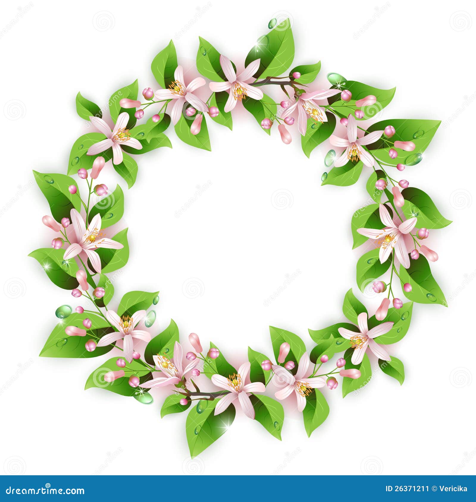 Flower Wreath with Beautiful Pink Flowers Stock Vector - Illustration ...