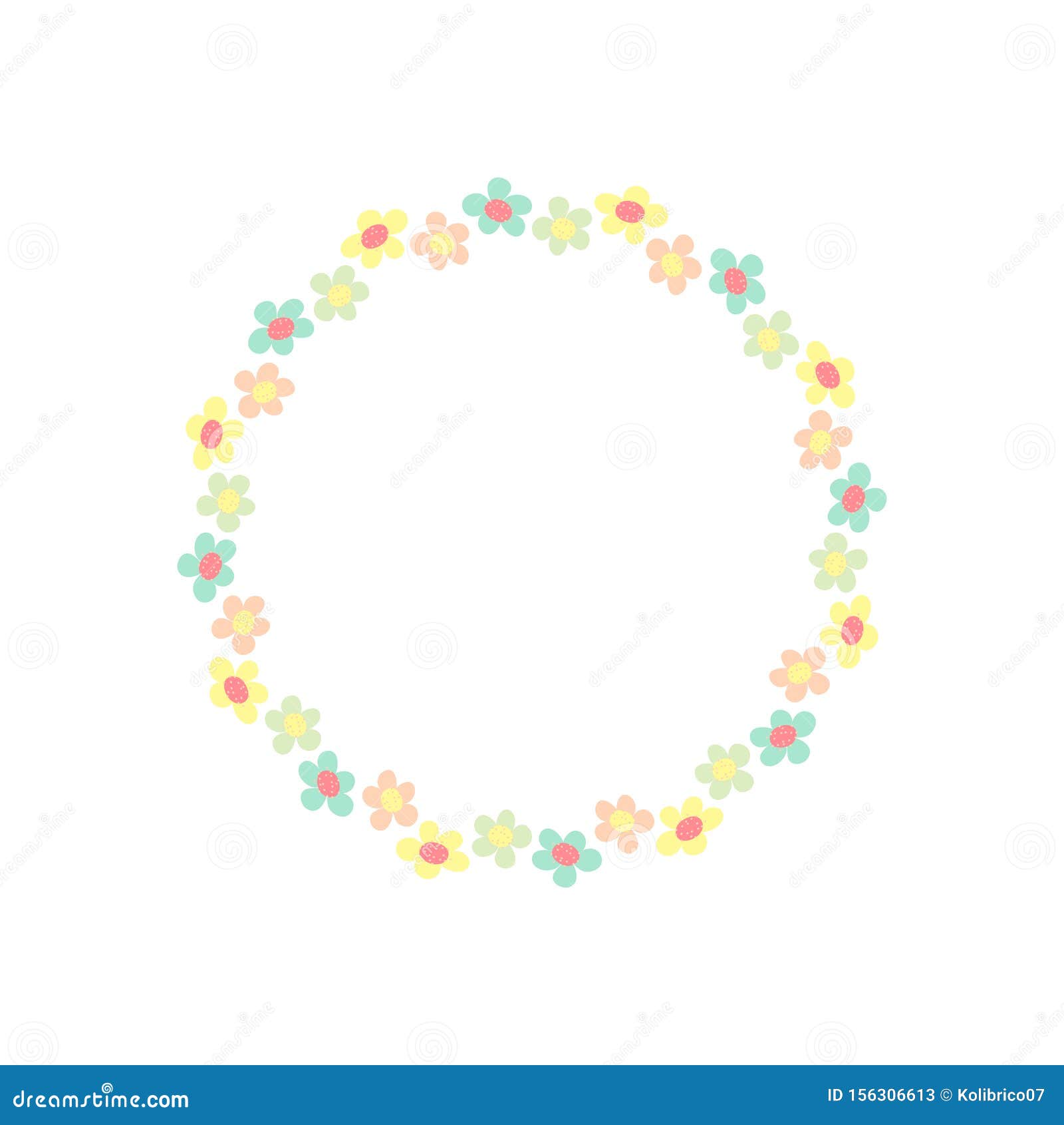 Flower Wreath. Cartoon Floral Frame Stock Vector - Illustration of ...