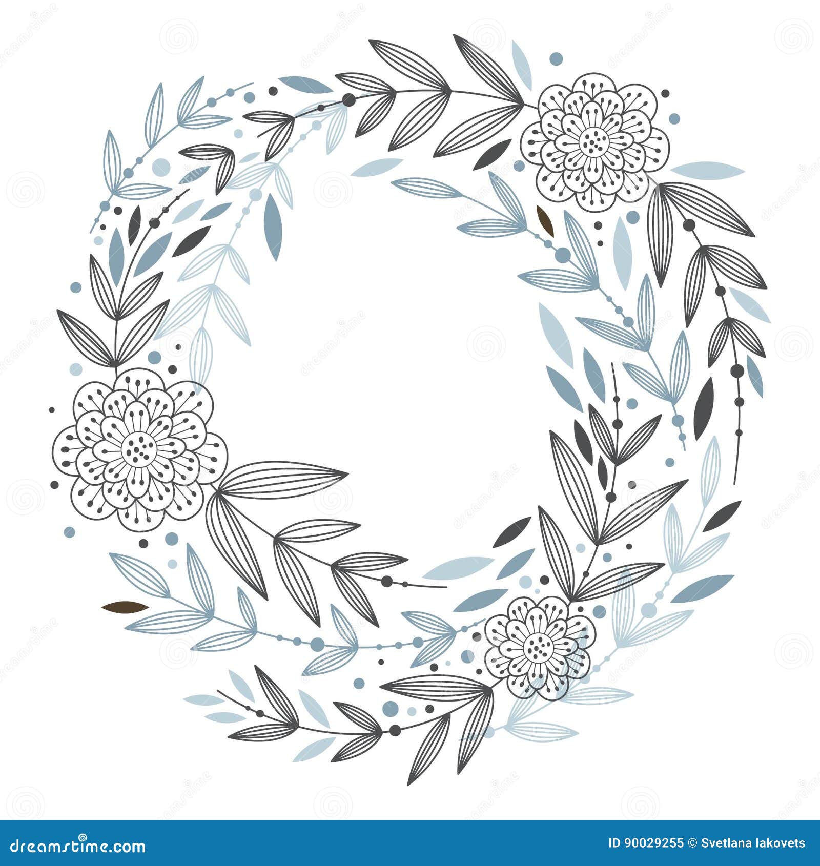 Flower wreath stock vector. Illustration of cards, wreath - 90029255
