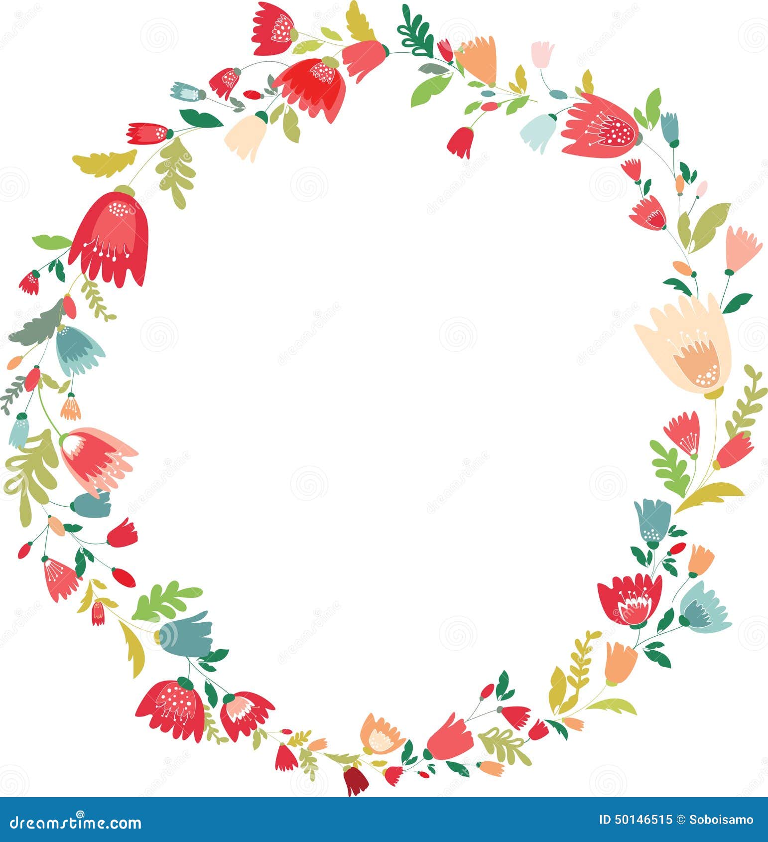 Flower wreath frame stock vector. Illustration of frame - 50146515