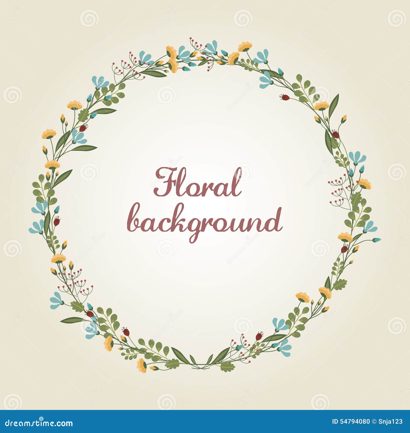Flower Wreath Illustration - Space for Custom Text - Vector EPS10 Stock ...