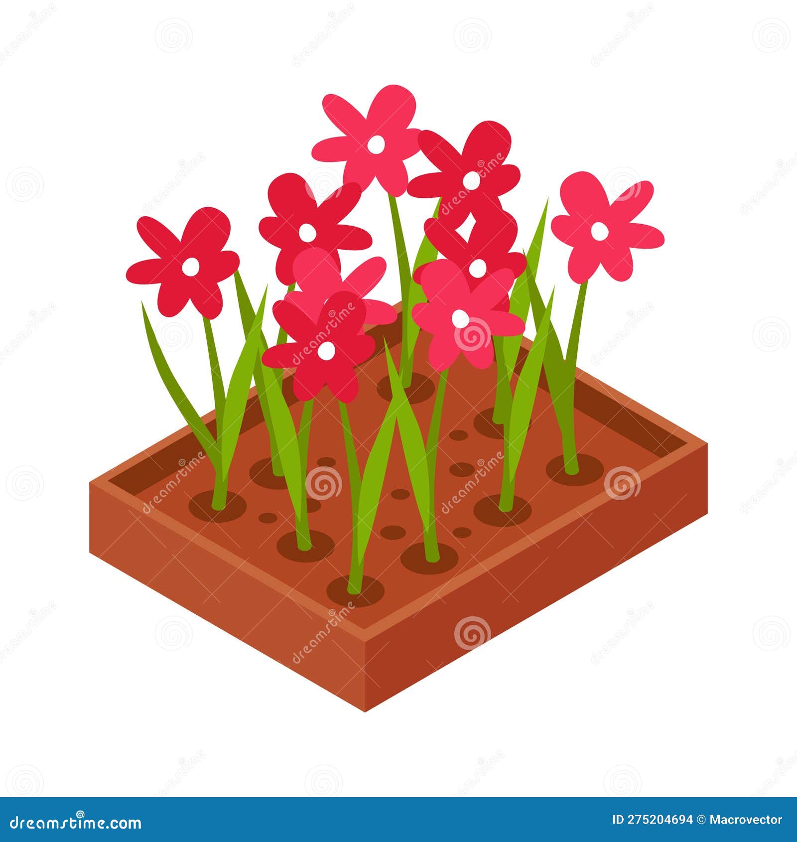 Flowerbed Isometric Icon stock vector. Illustration of leaf - 275204694