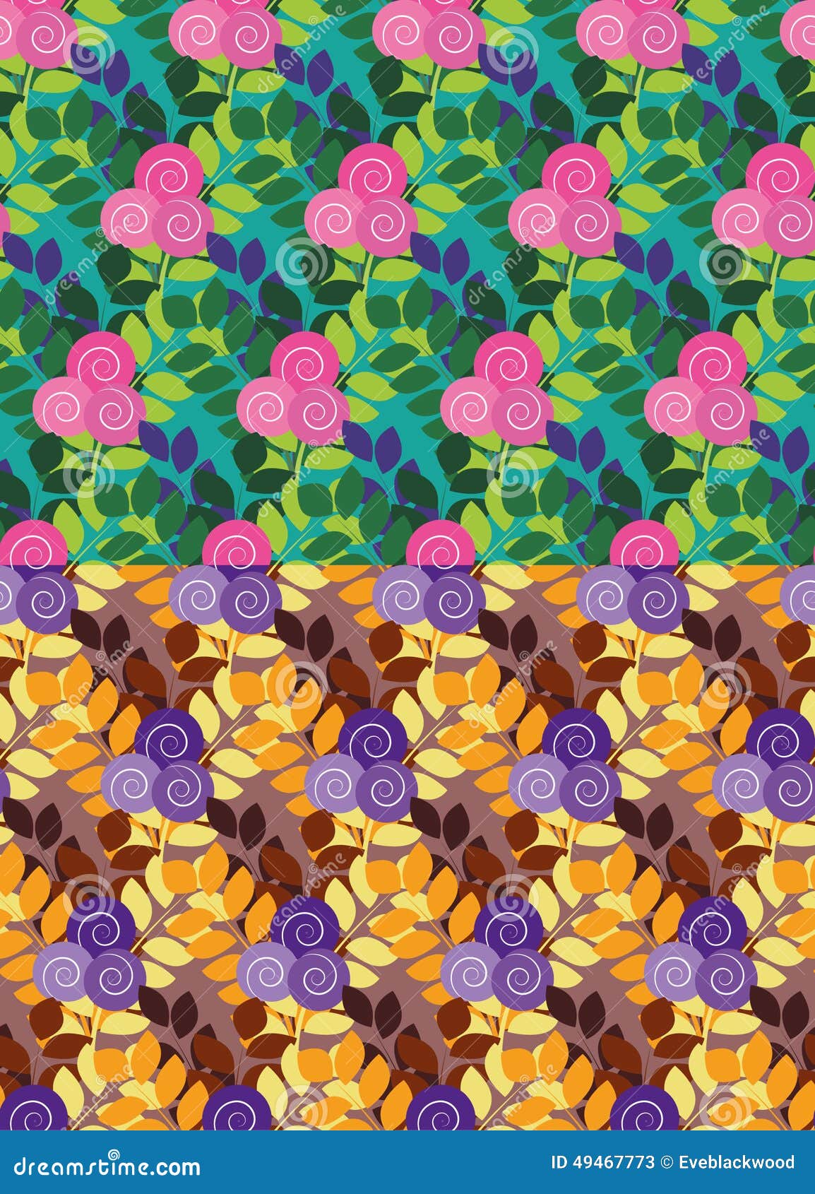 Flowered Bushes Seamless Patterns Stock Vector - Illustration of ...