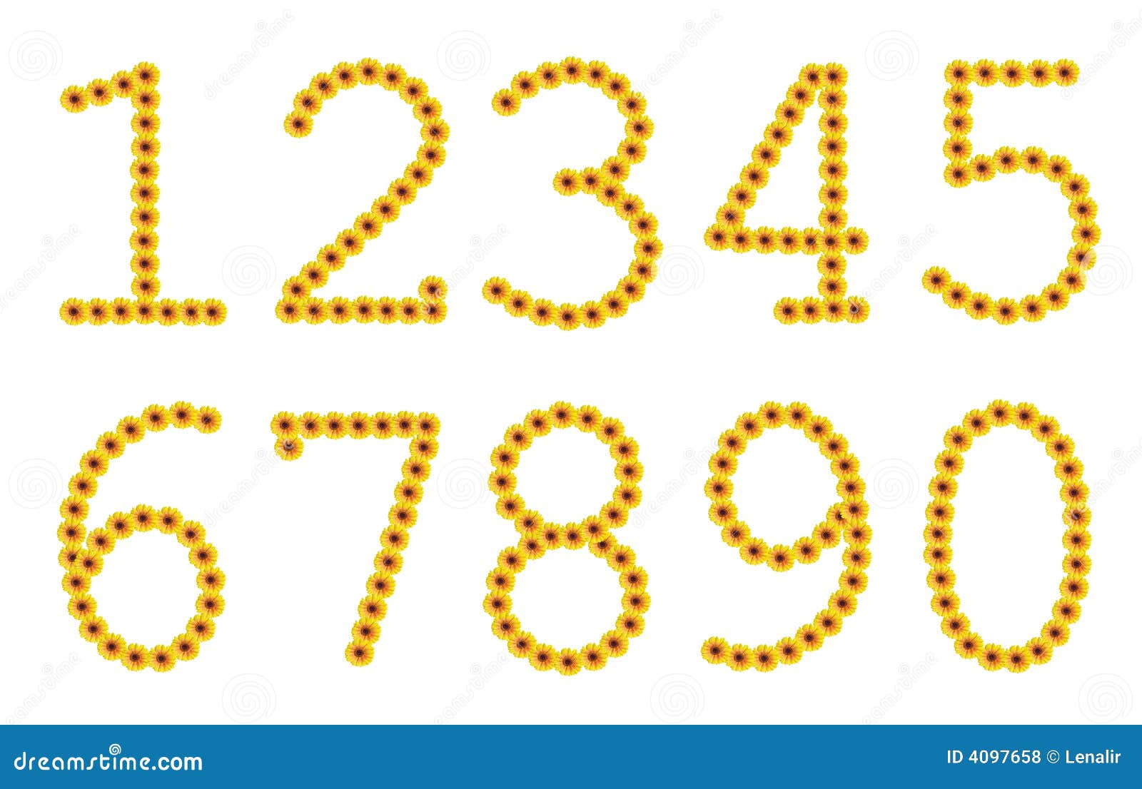 Flowered yellow numbers stock illustration. Illustration of water - 4097658