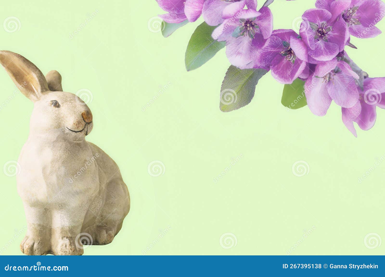 A Flowering Branch of a Spring Tree and a Figurine of a Rabbit Stock ...