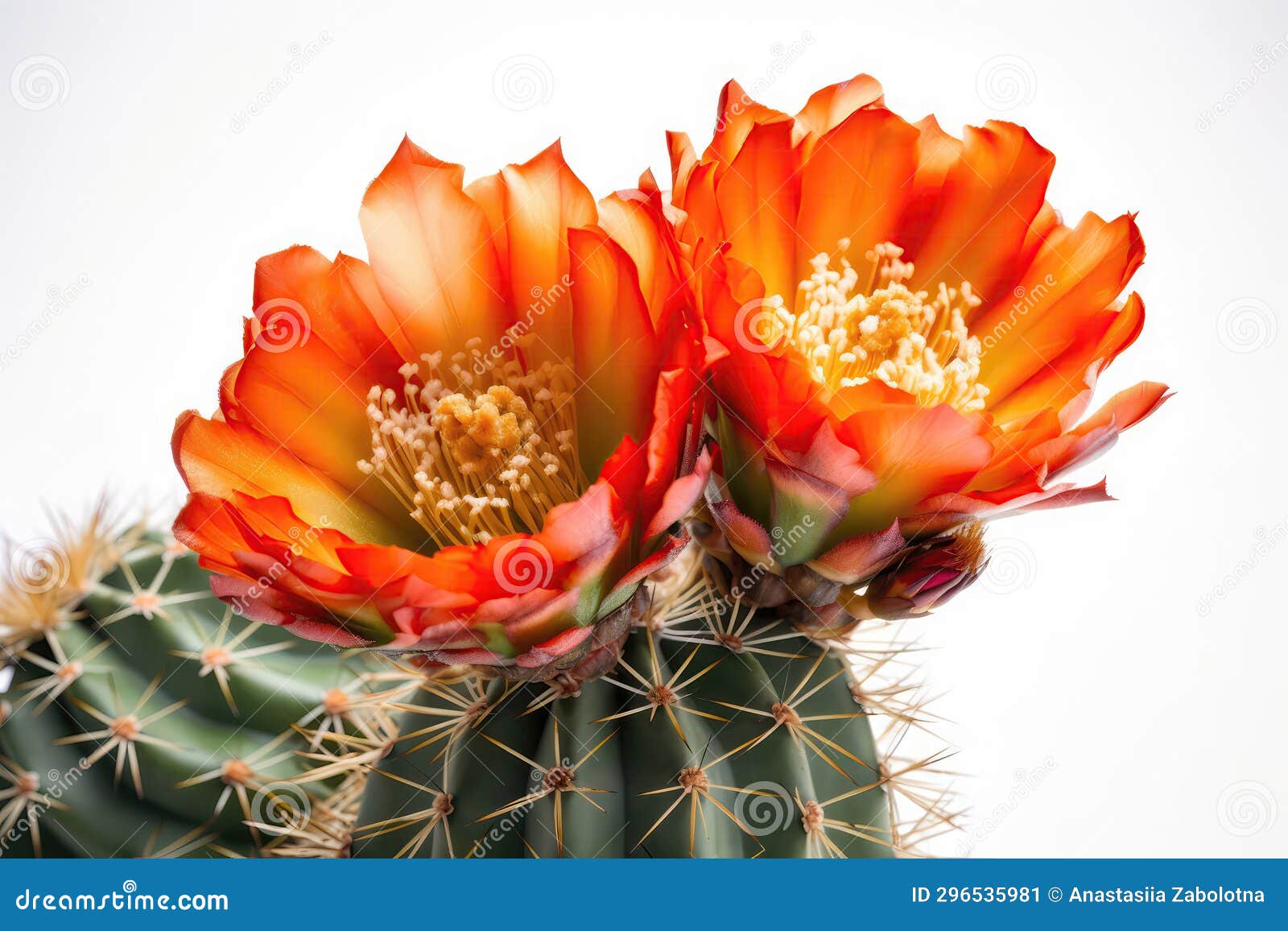 Flowering Cactus on White Background. Generative AI Stock Illustration ...