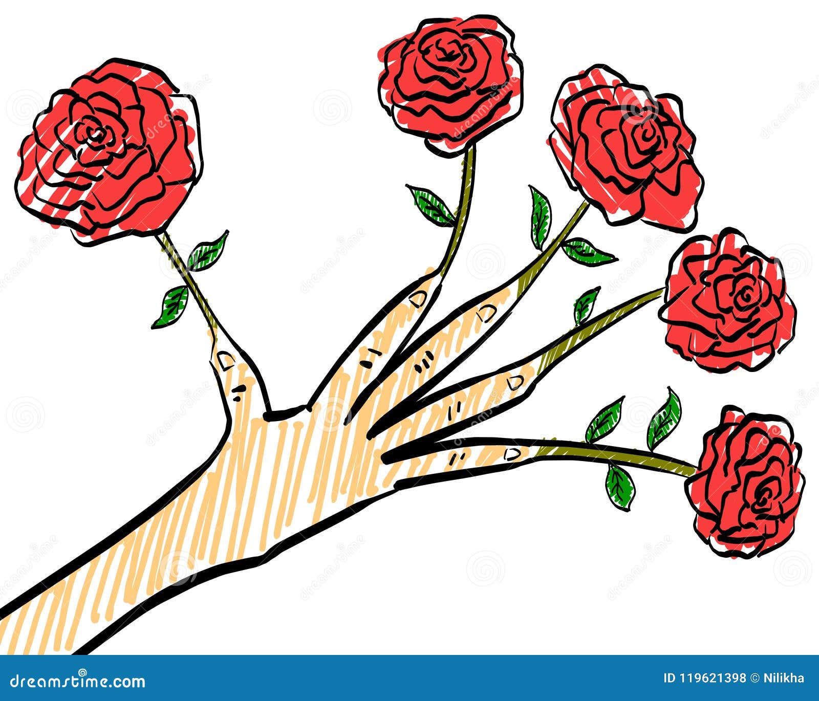 Flowering hand stock illustration. Illustration of floral - 119621398