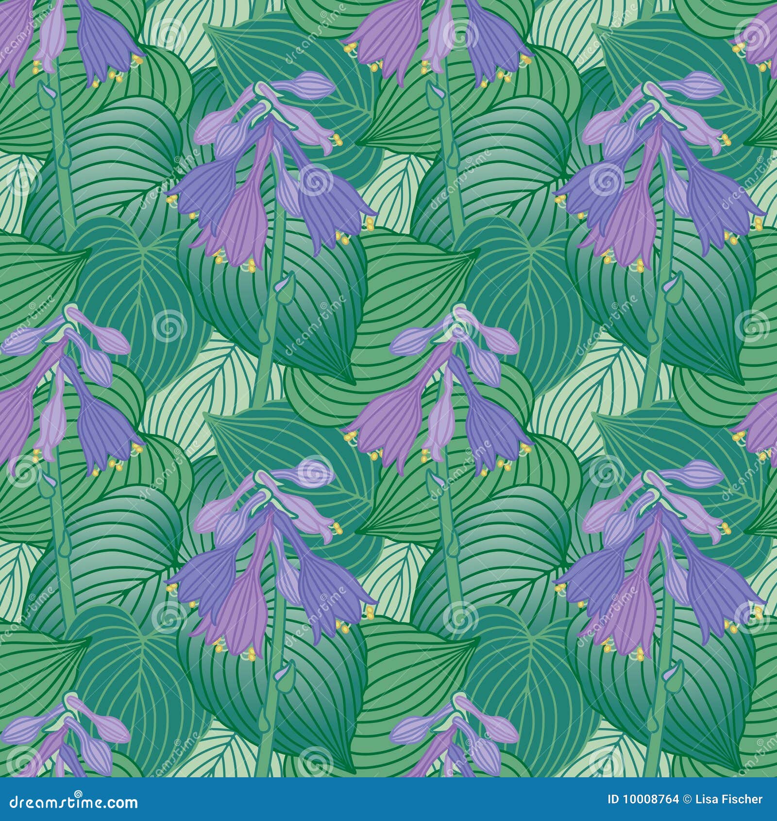 Flowering Hosta Pattern Vector Illustration | CartoonDealer.com #10008764