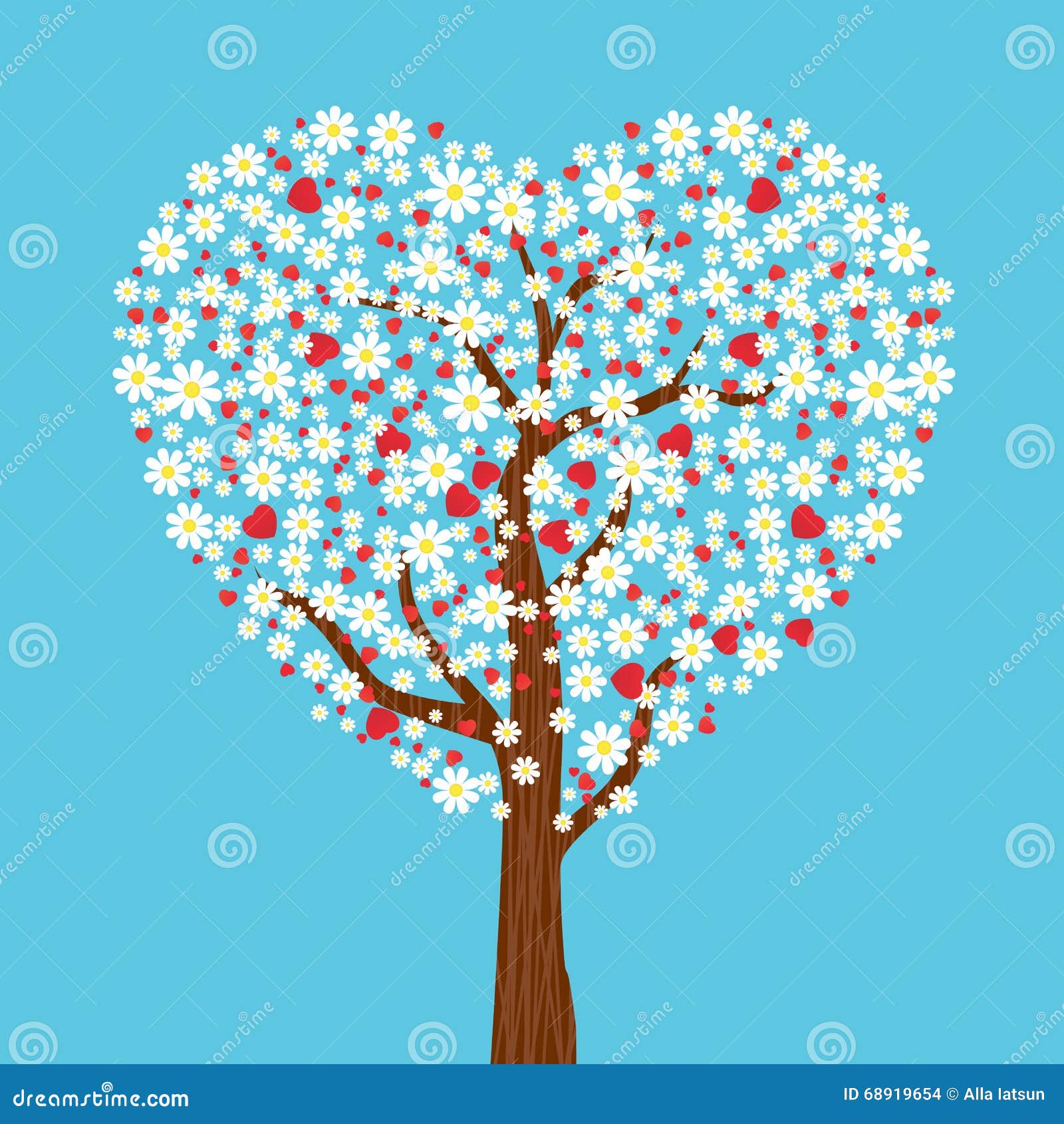 Flowering Tree of Love. Vector Stock Vector - Illustration of romance ...