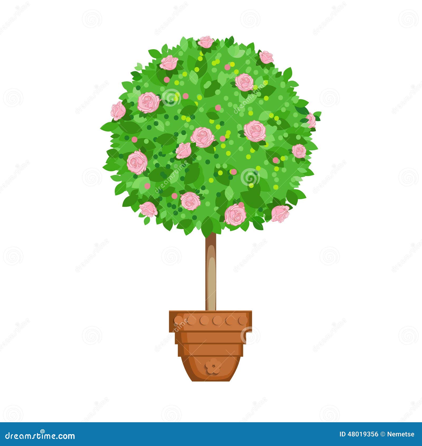 Flowering tree in a pot stock vector. Illustration of indoor - 48019356