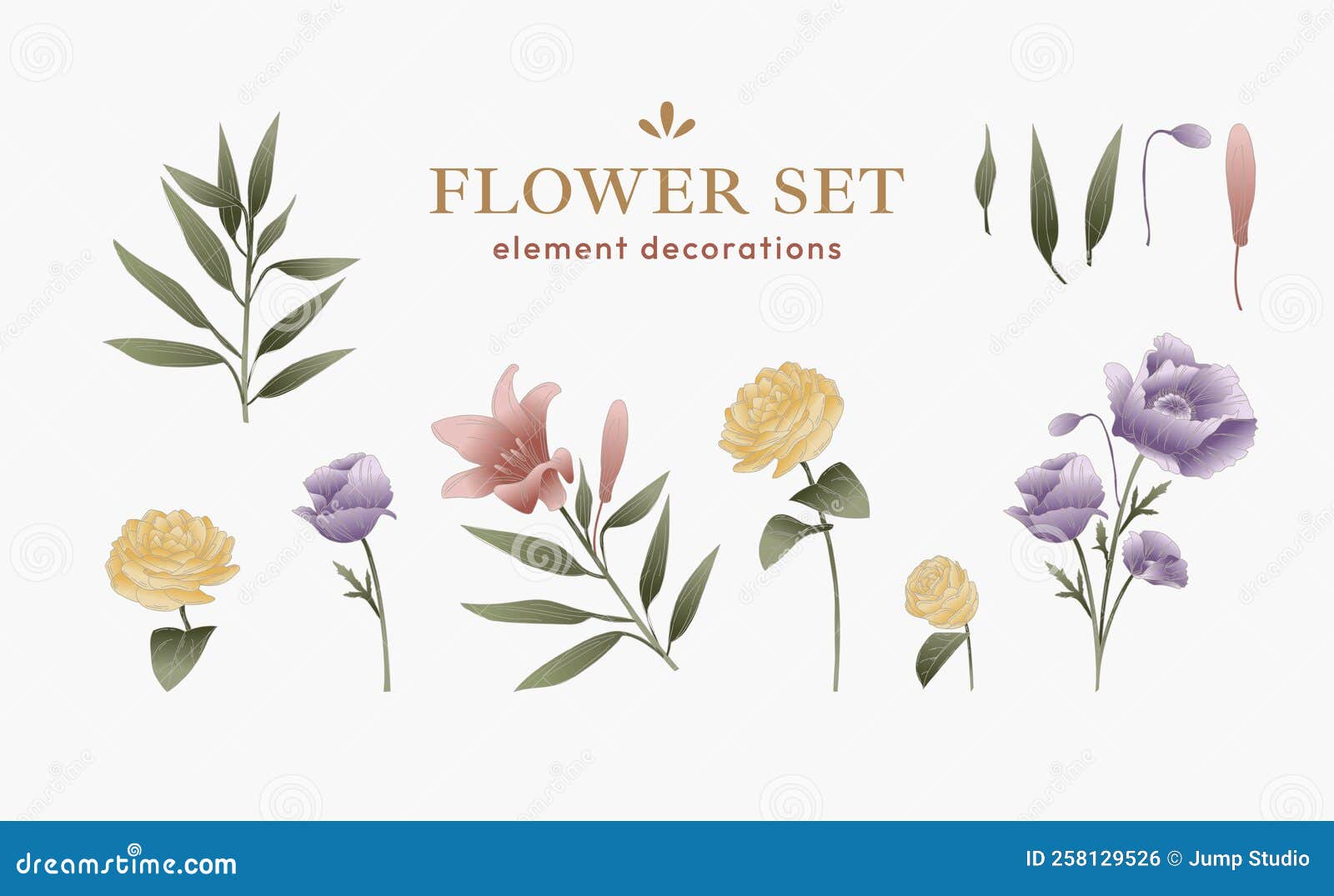 Flowers Element Decoration Illustration in Unique Style Stock Vector ...