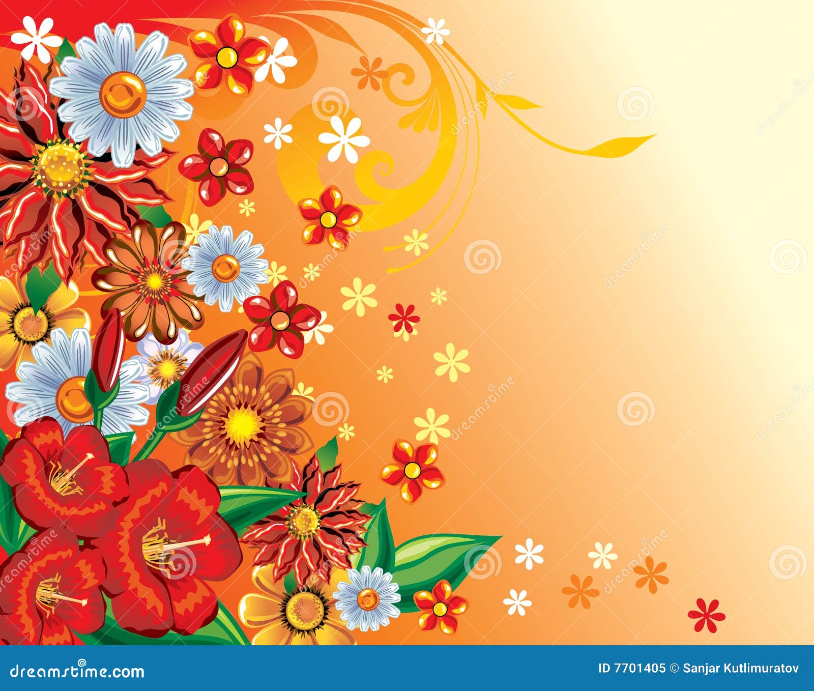 Flowers Background Cartoon Vector | CartoonDealer.com #7701405