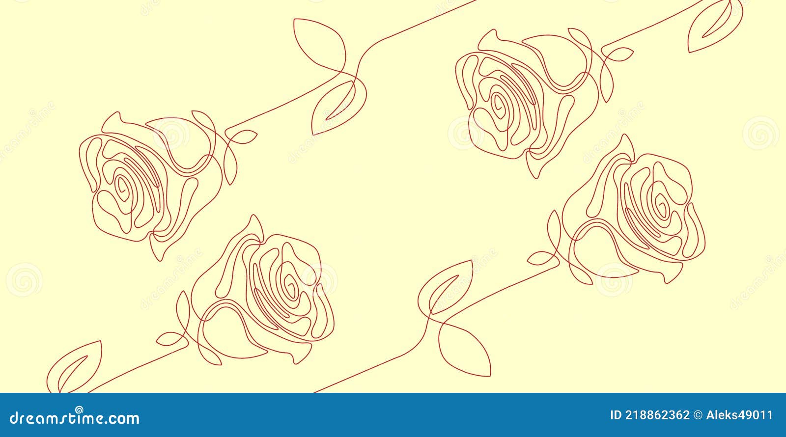 Flowers Background.Frame of Roses.One Line Drawing Rose.Line Art.Vector ...
