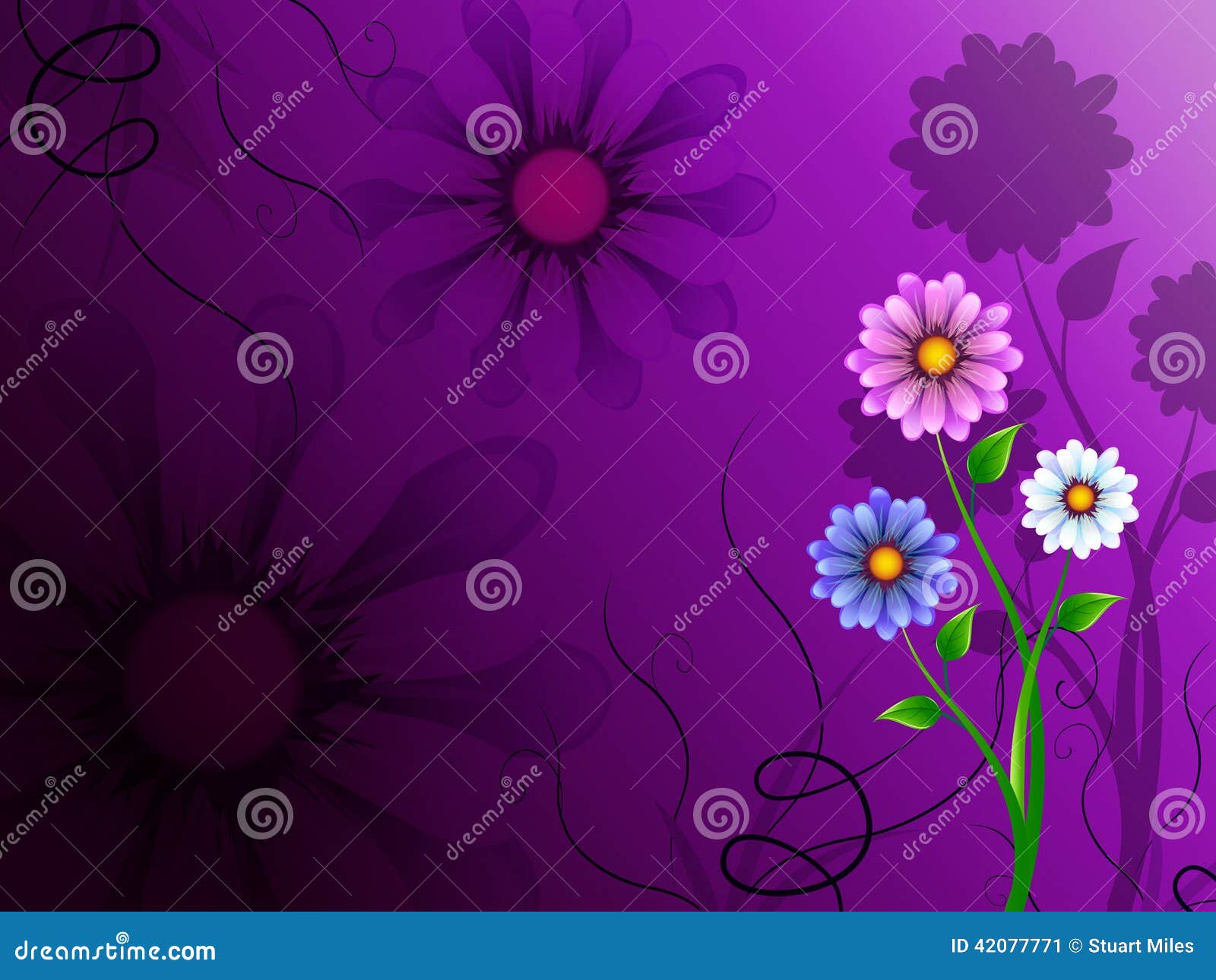 Flowers Background Shows Blooming Growing and Nature Stock Illustration ...
