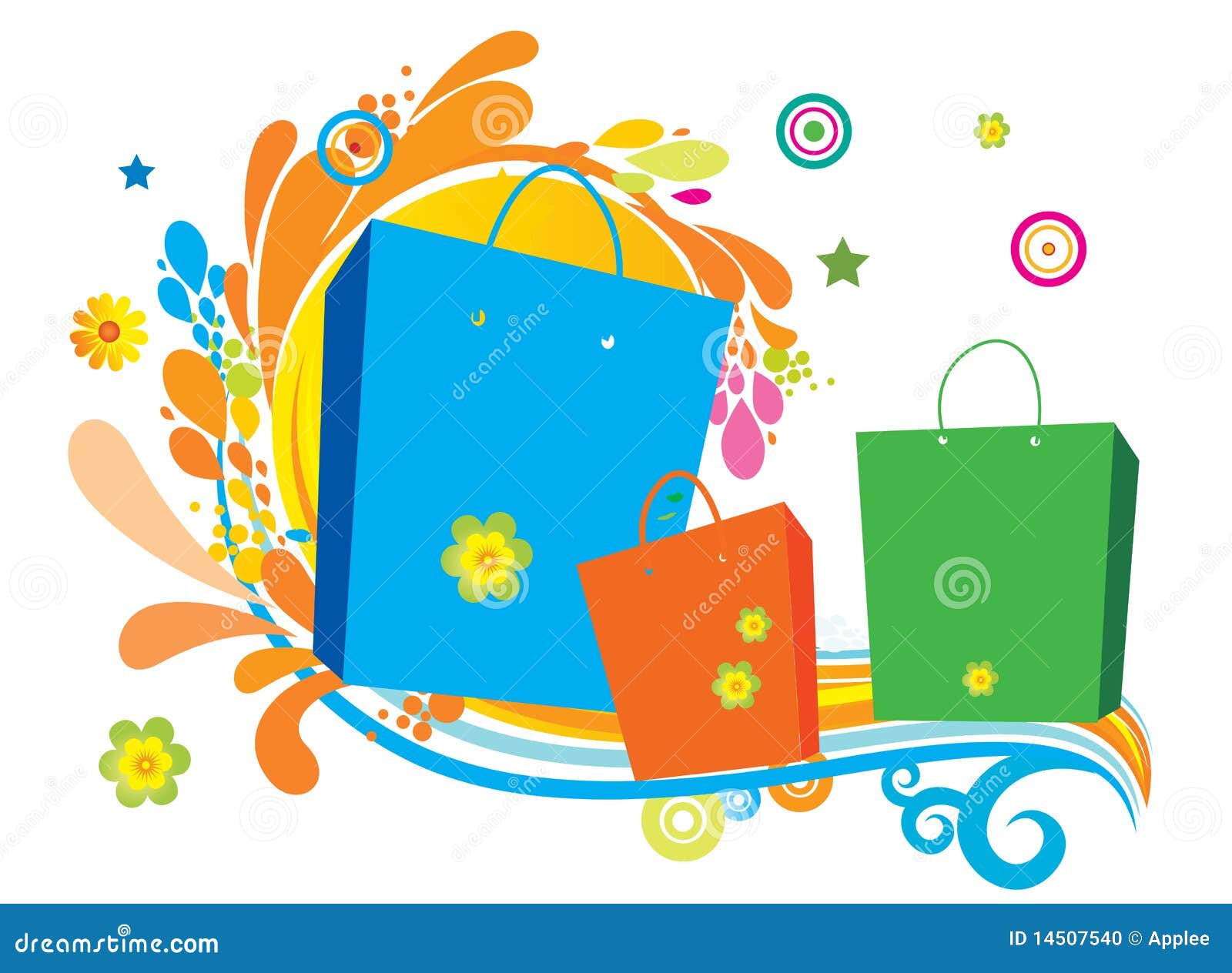 Flowers and bag stock vector. Illustration of bags, flower - 14507540