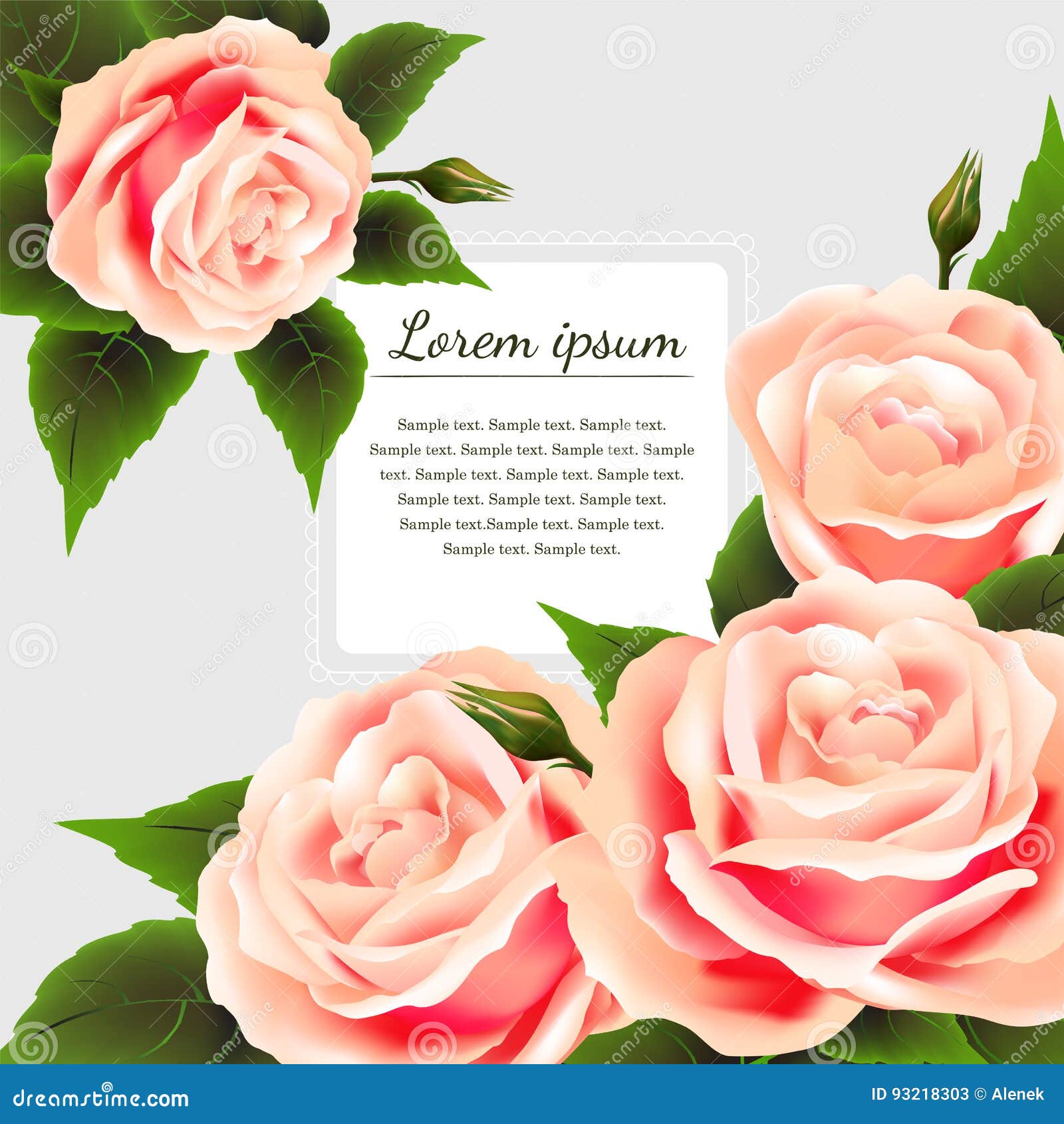 Flowers Beautiful Roses and Frame Stock Vector - Illustration of roses ...