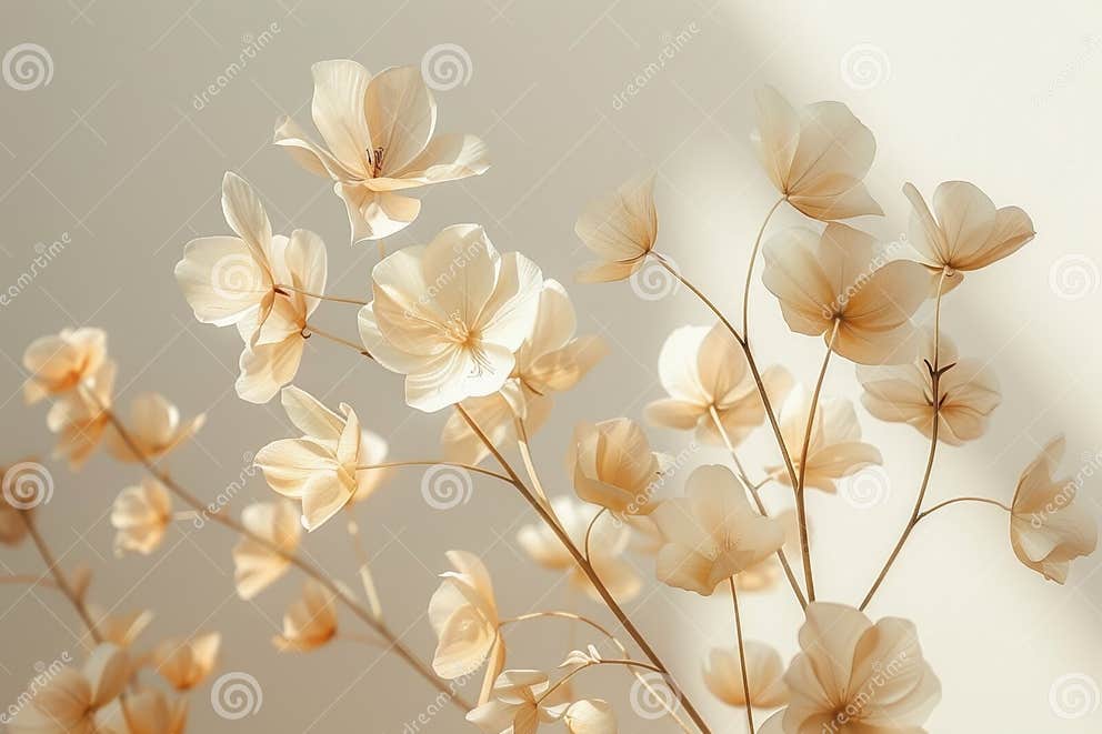 Flowers on a Beige Background. the Background is Made of Beige Flowers ...