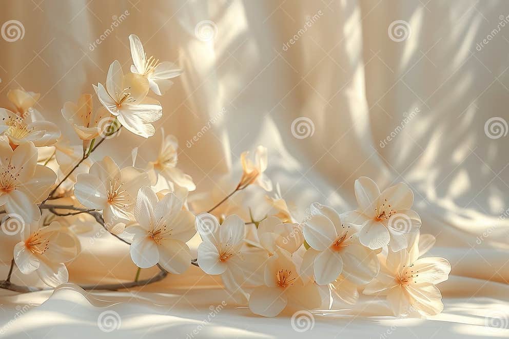 Flowers on a Beige Background. the Background is Made of Beige Flowers ...