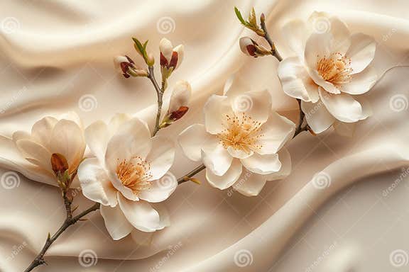 Flowers on a Beige Background. the Background is Made of Beige Flowers ...