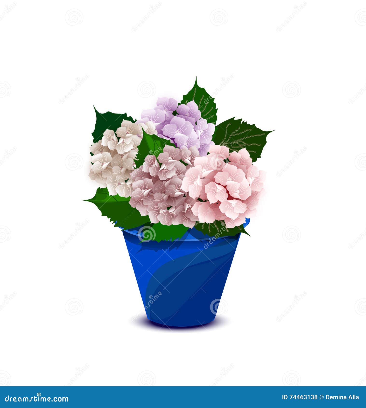 Flowers in blue pot stock vector. Illustration of elegance - 74463138