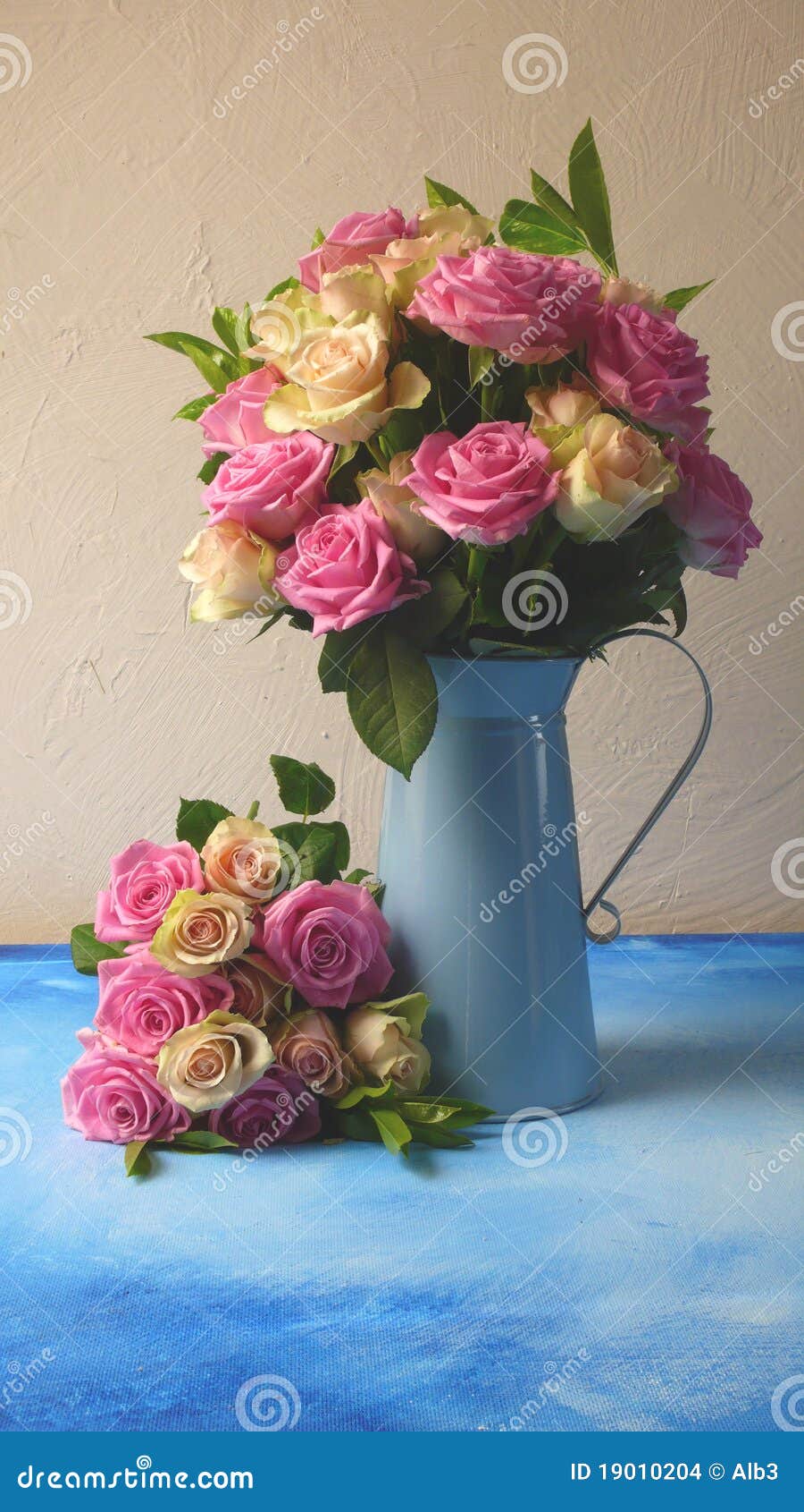 Flowers in a blue vase stock photo. Image of blue, roses - 19010204
