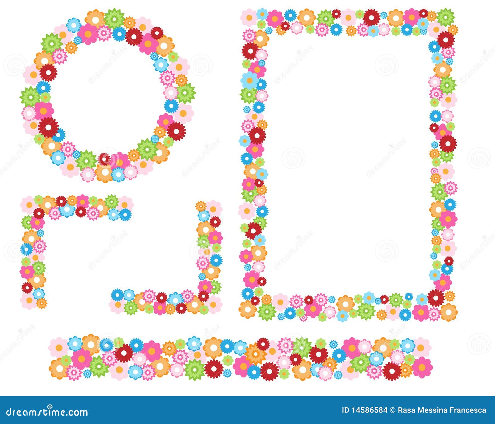 Flower Borders On Pink Gradient Background Cartoon Vector ...