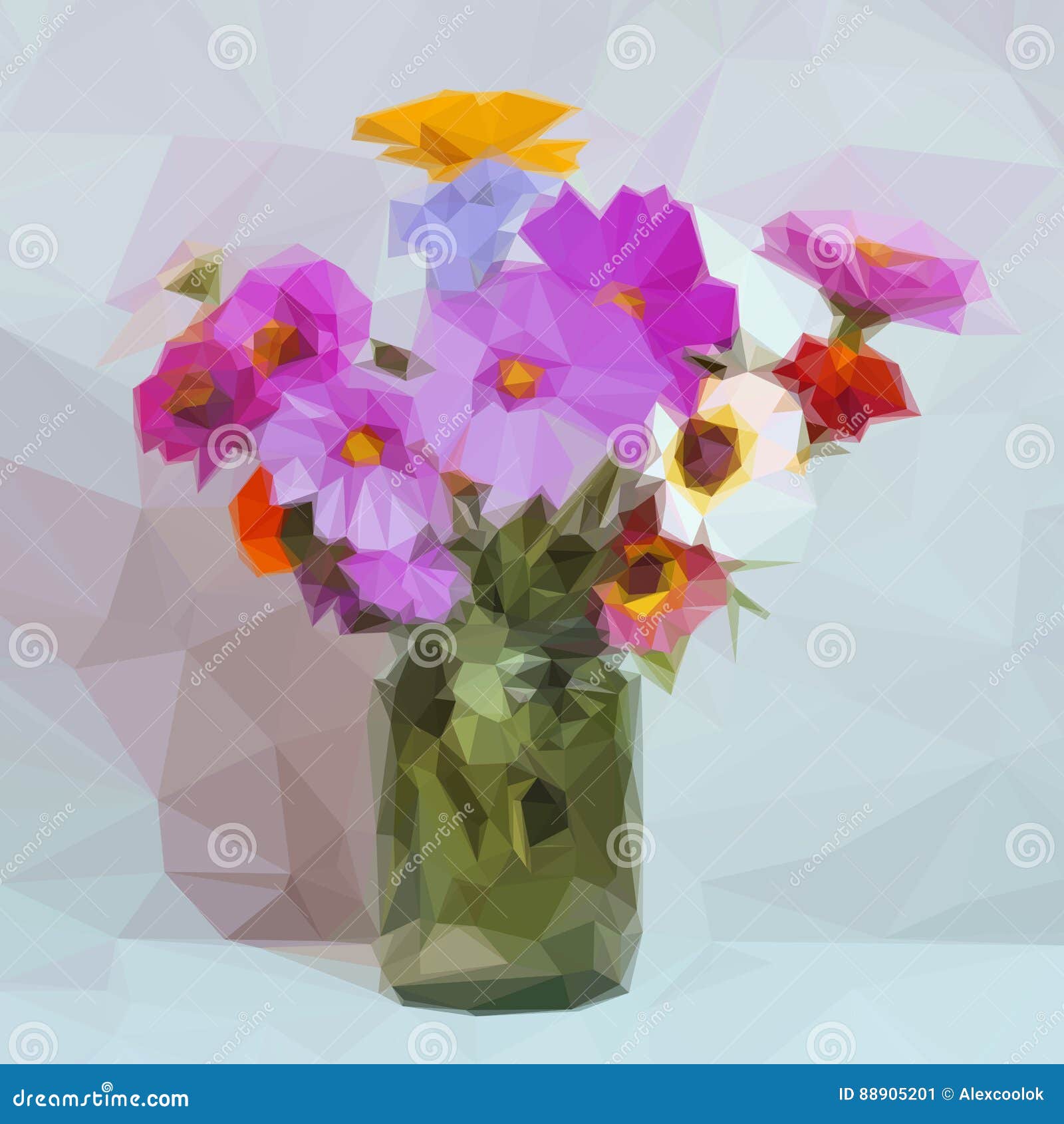 Flowers Bouquet Low Poly stock vector. Illustration of growth - 88905201