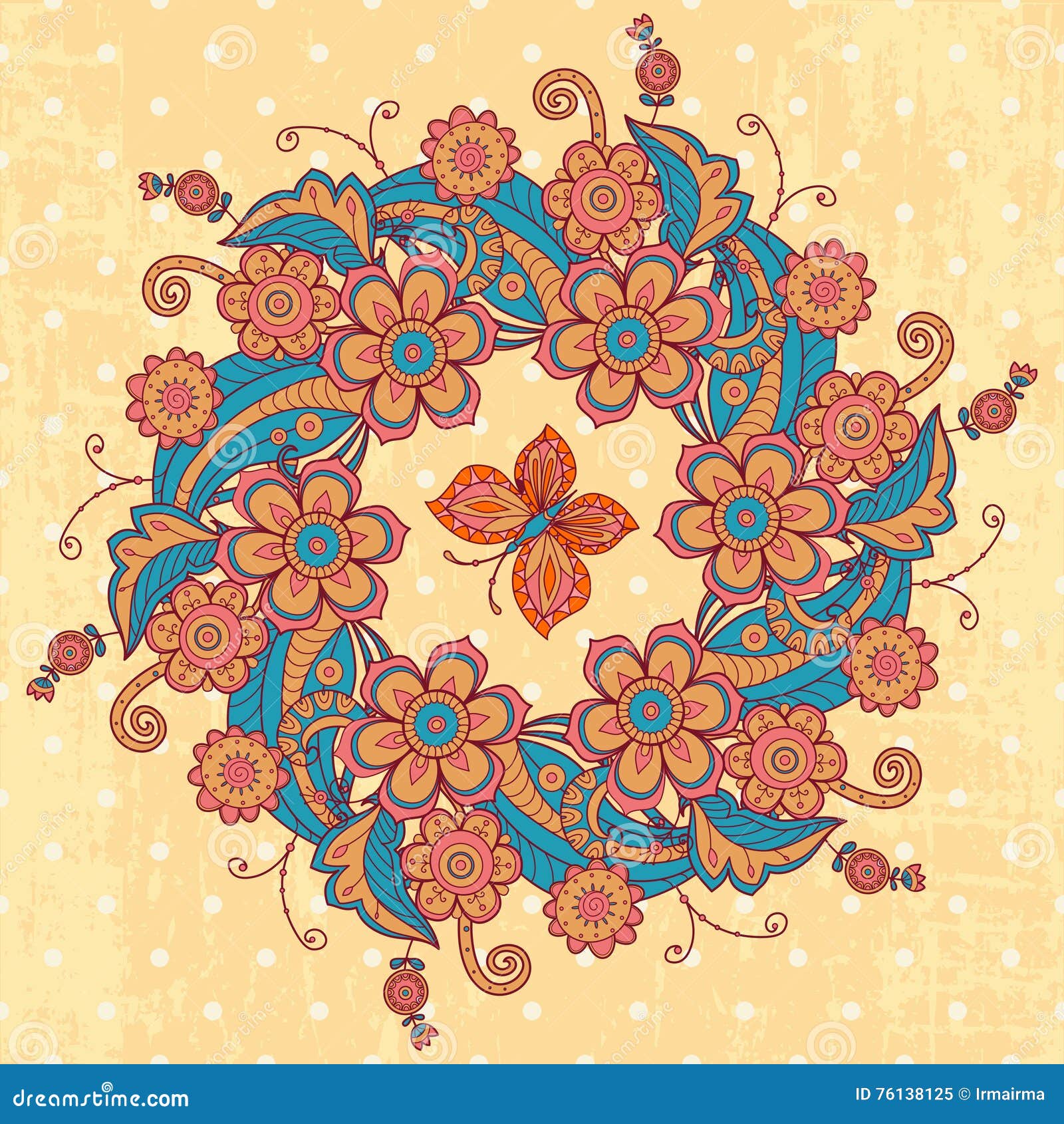 Flowers and Butterfly Floral Design Stock Vector - Illustration of ...