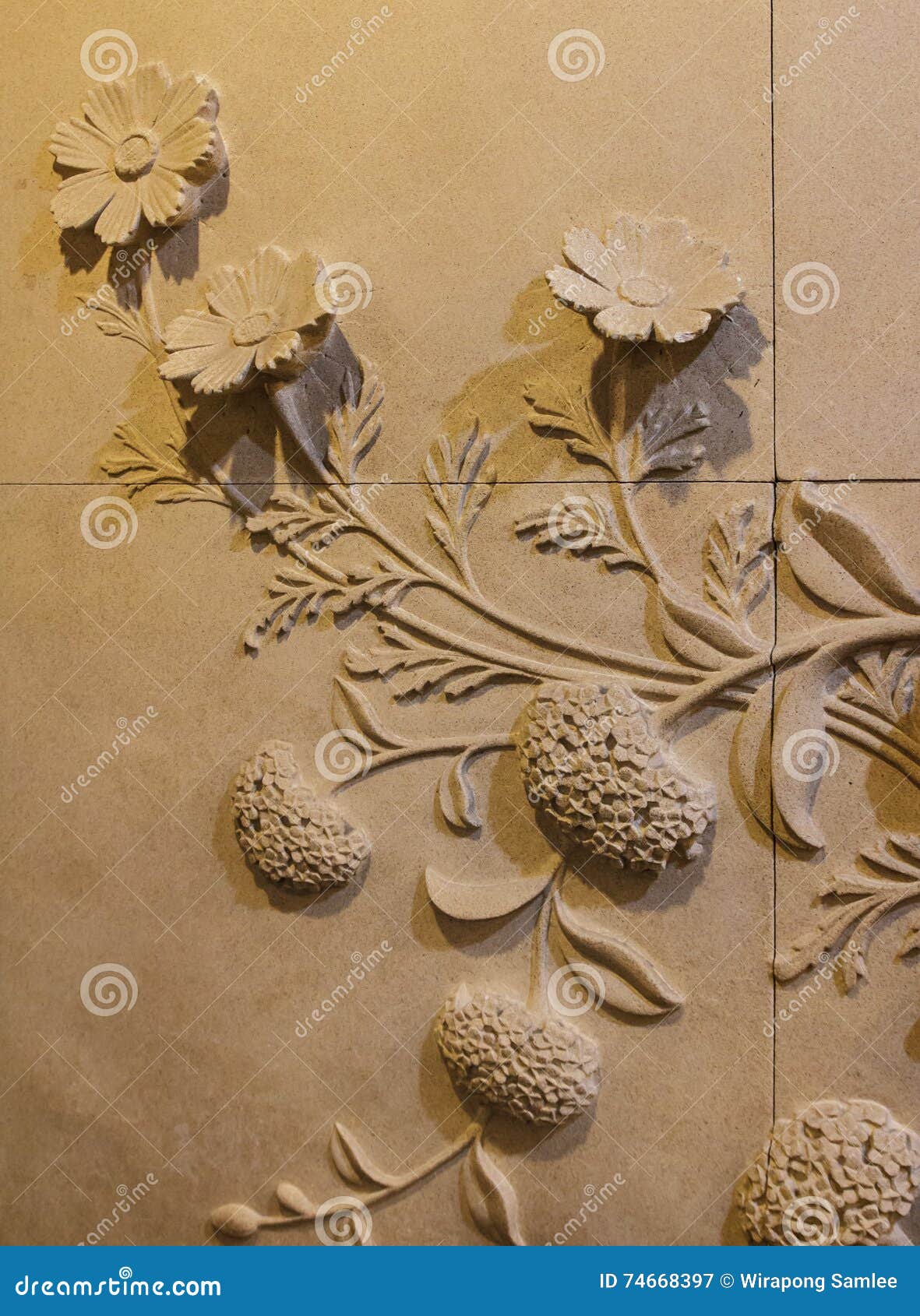 Flowers carved sandstone stock image. Image of antique - 74668397