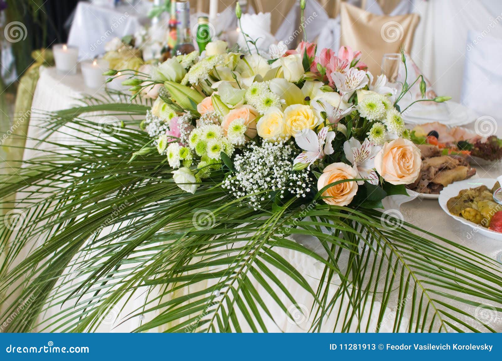 Flowers and Celebratory Table. Stock Image - Image of leaves, ornament ...