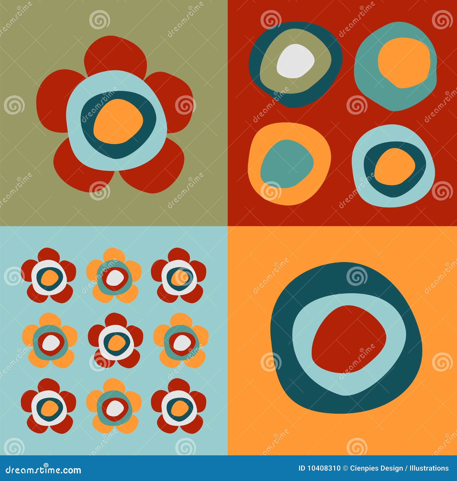 Flowers and Circles Pattern Stock Vector - Illustration of series ...