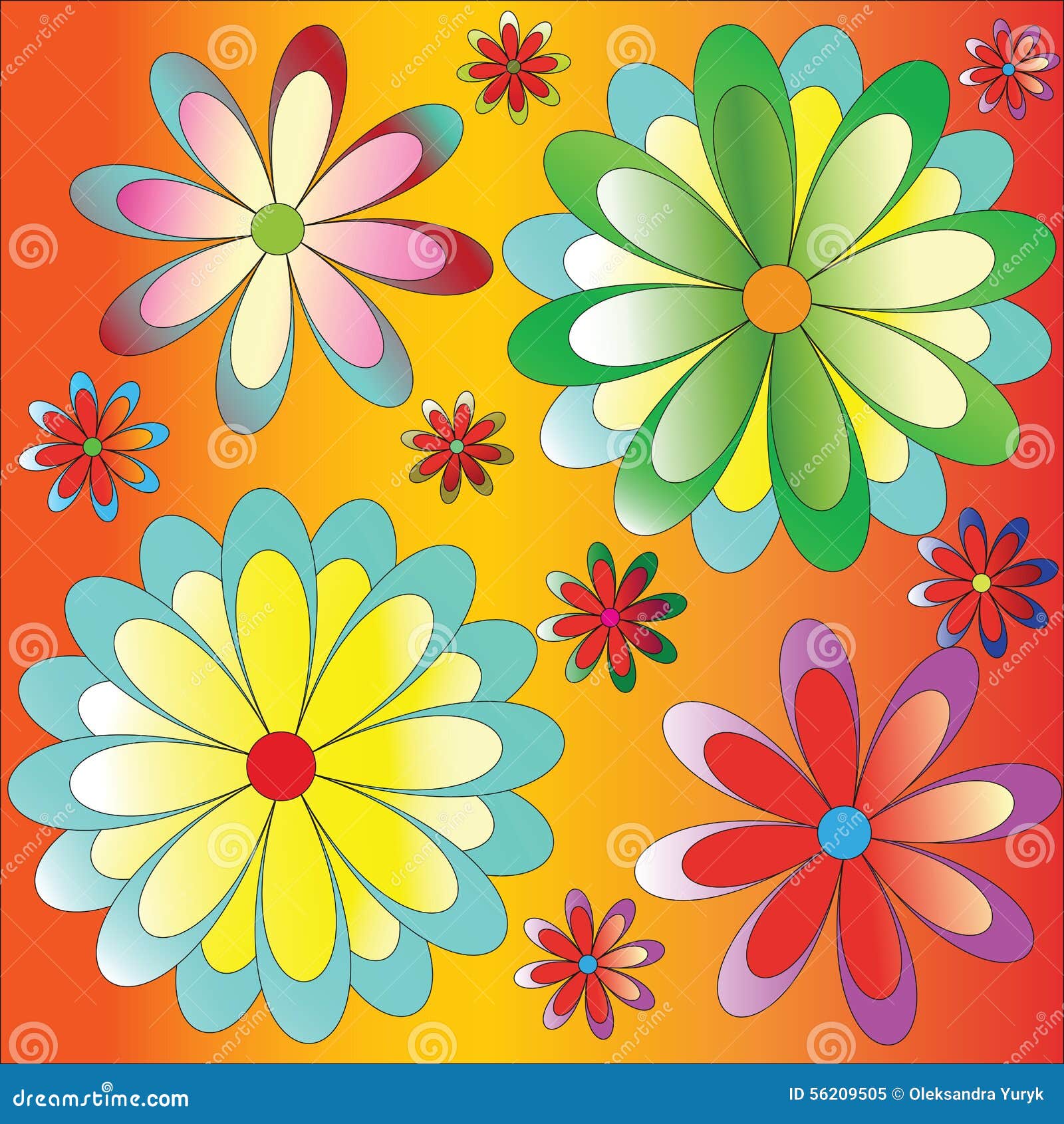 Flowers on a Colored Background Stock Illustration - Illustration of ...