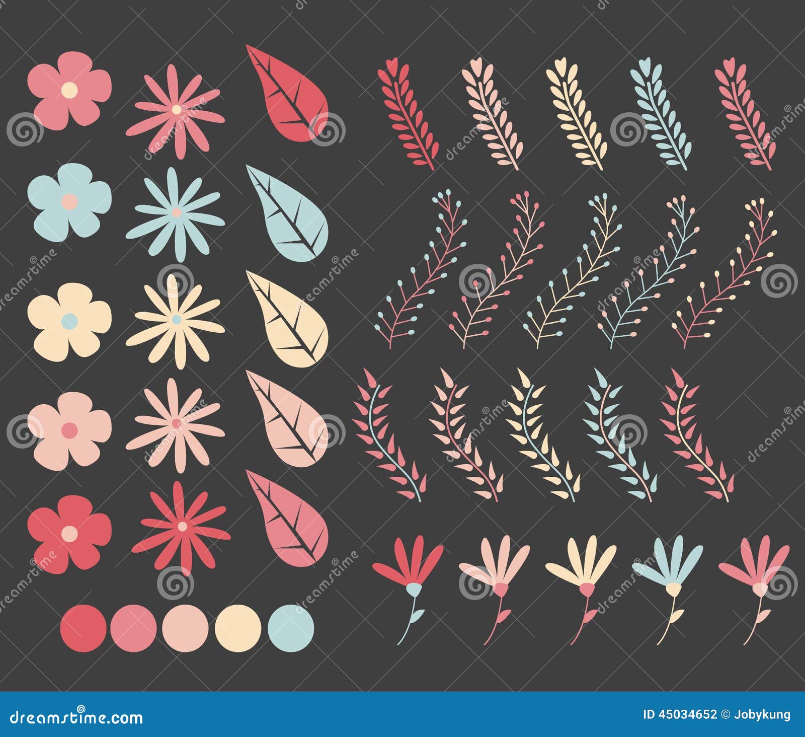 Flowers Colorful Collection Stock Illustration - Illustration of color ...