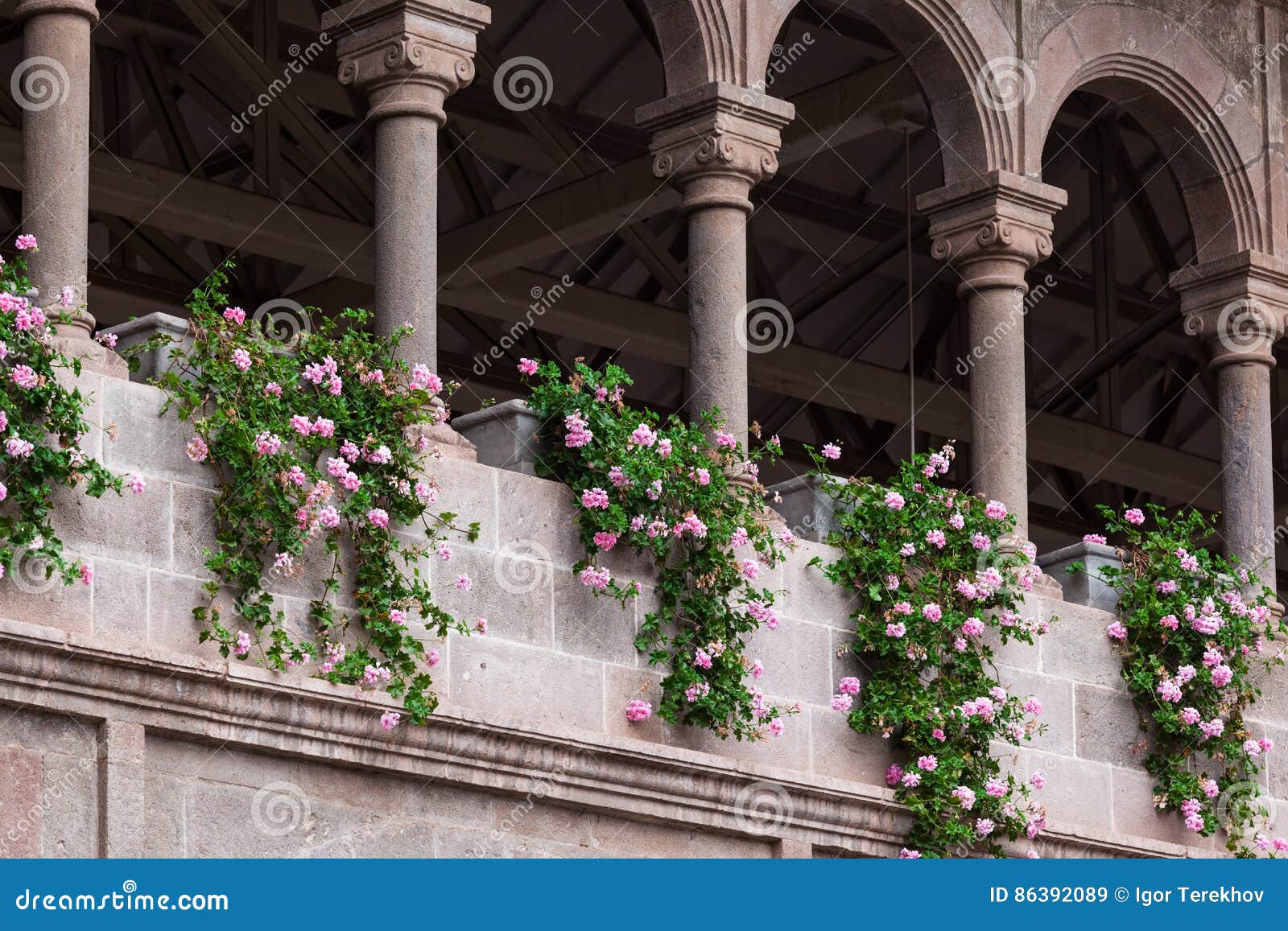 Flowers and columns stock image. Image of culture, colonnade - 86392089