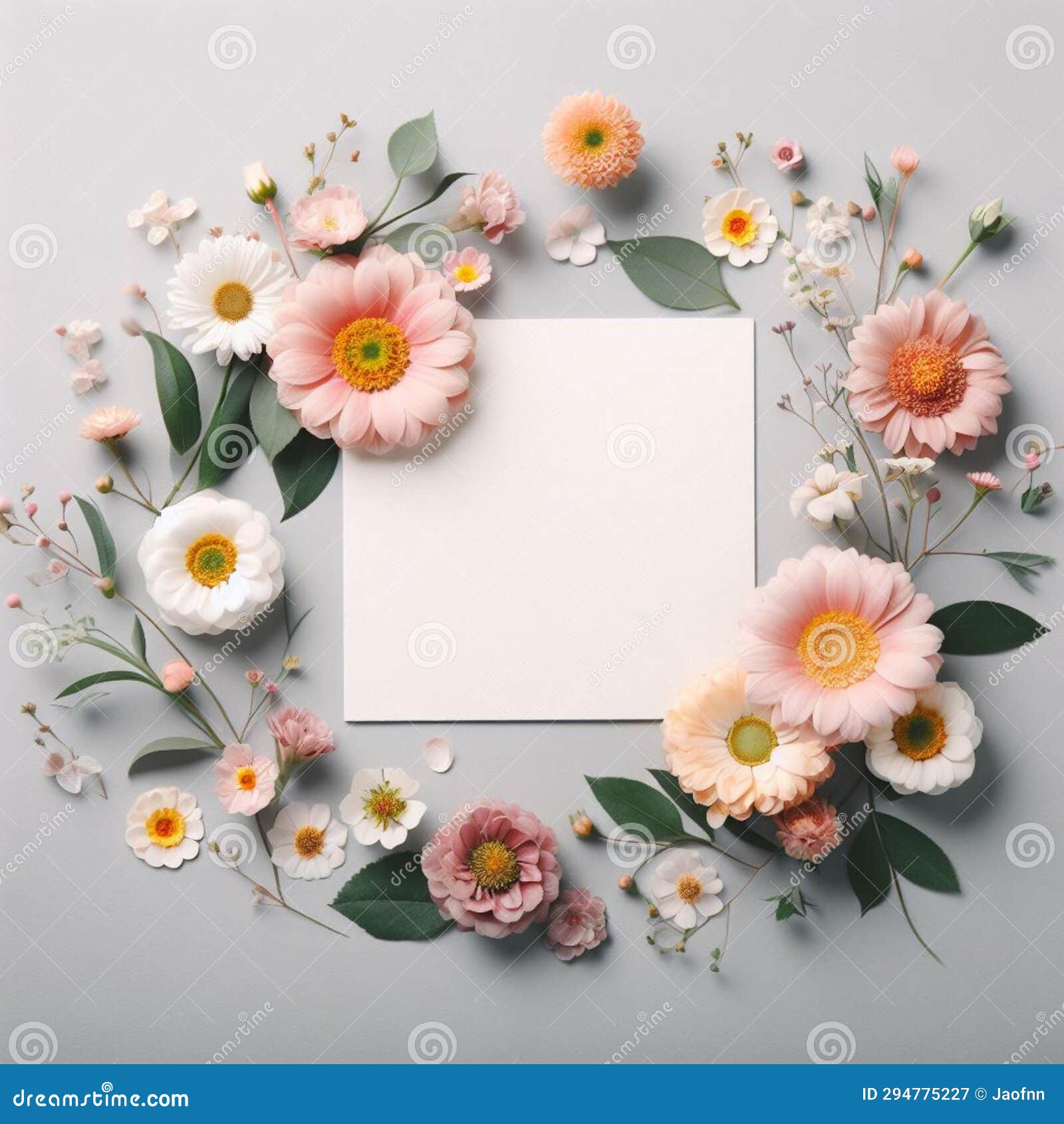 Flowers Composition. Frame Made of Flowers on Grey Background Stock ...
