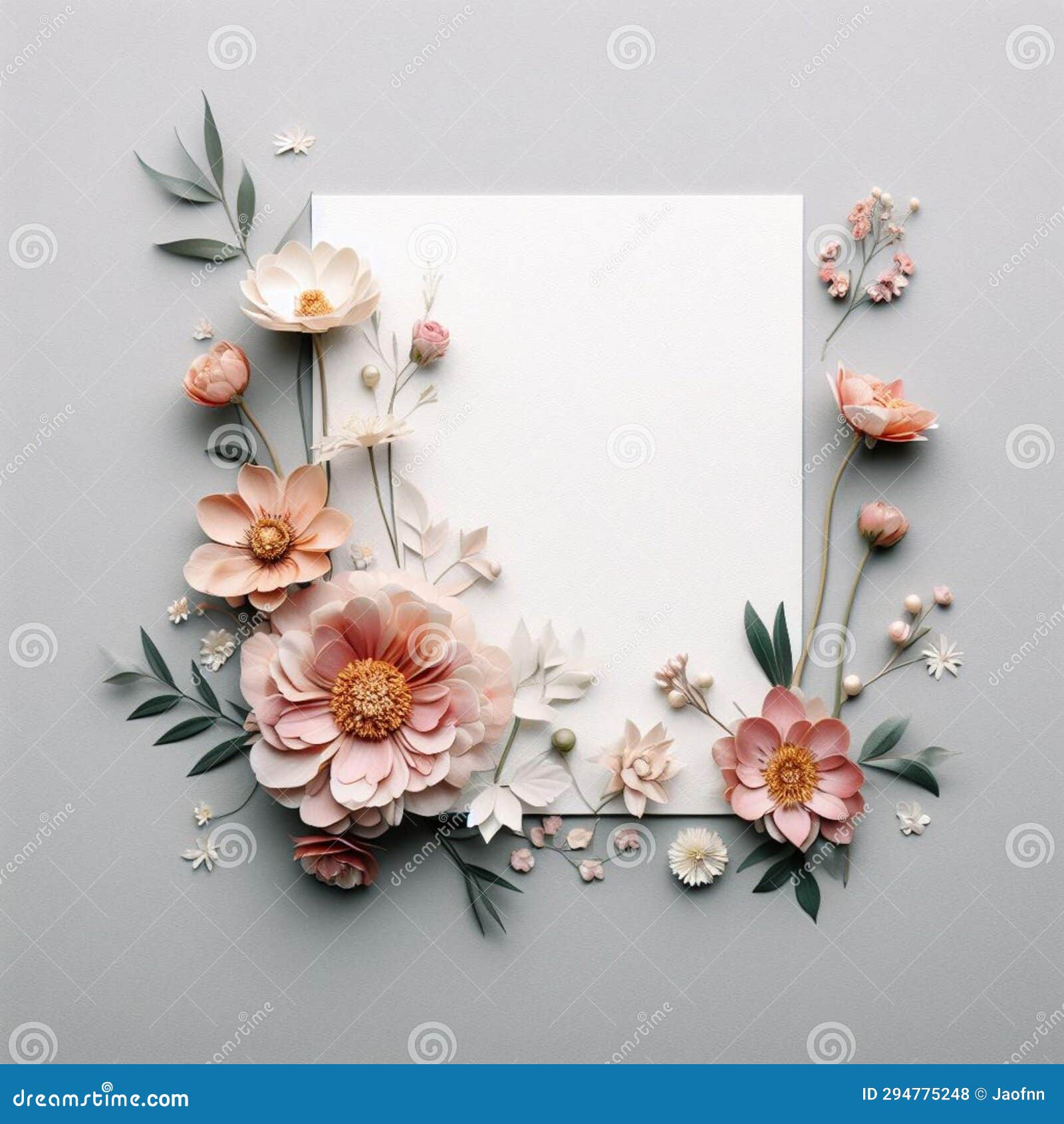 Flowers Composition. Frame Made of Flowers on Grey Background Stock ...