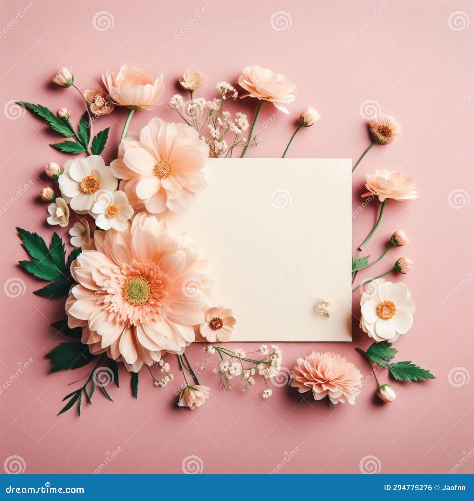 Flowers Composition. Frame Made of Flowers on Pastel Pink Background ...