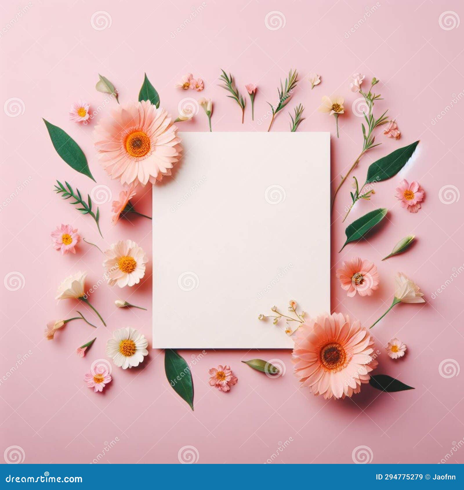 Flowers Composition. Frame Made of Flowers on Pastel Pink Background ...